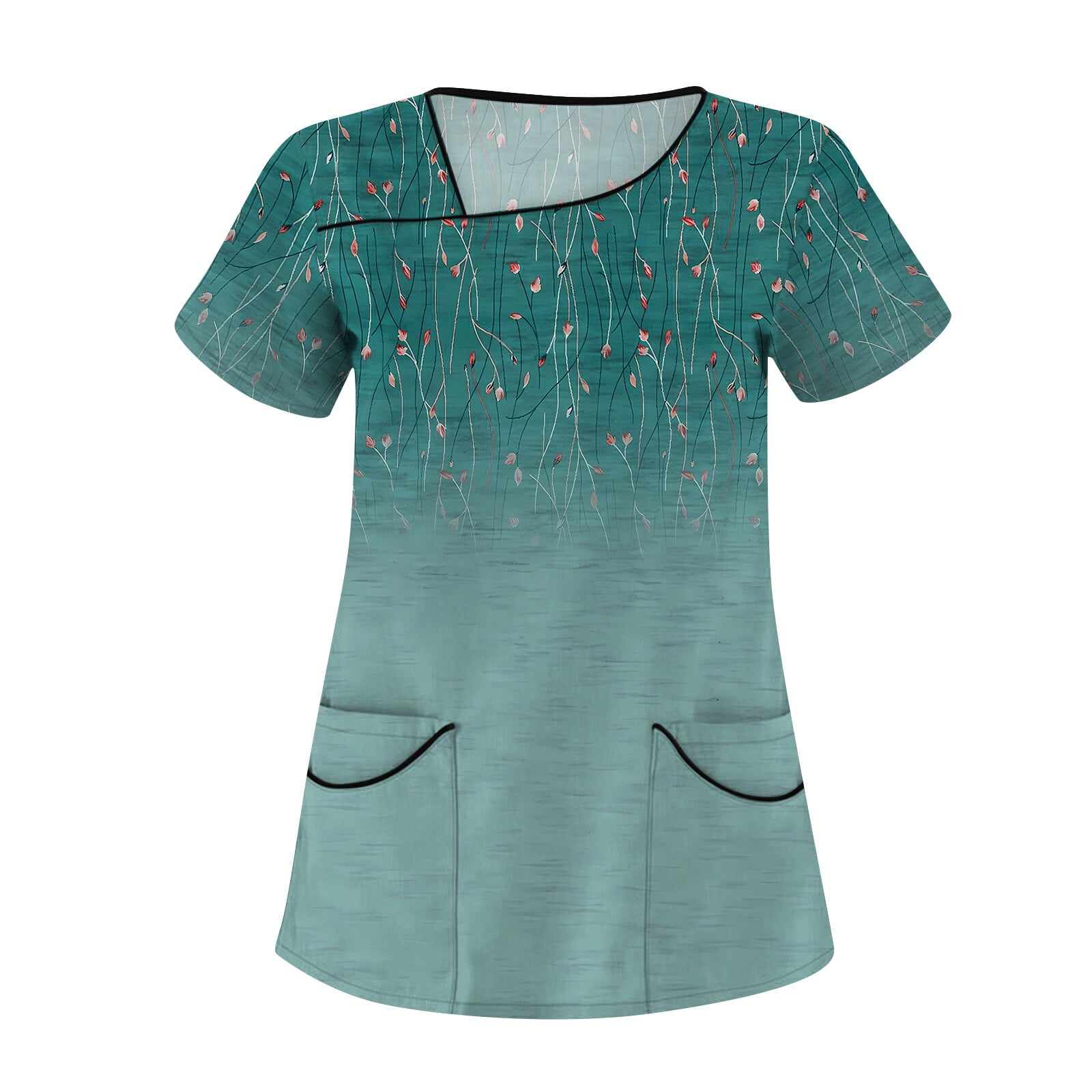 Scrub Tops Women Casual Womens Scrub Tops Fashion Short Sleeve Slant ...