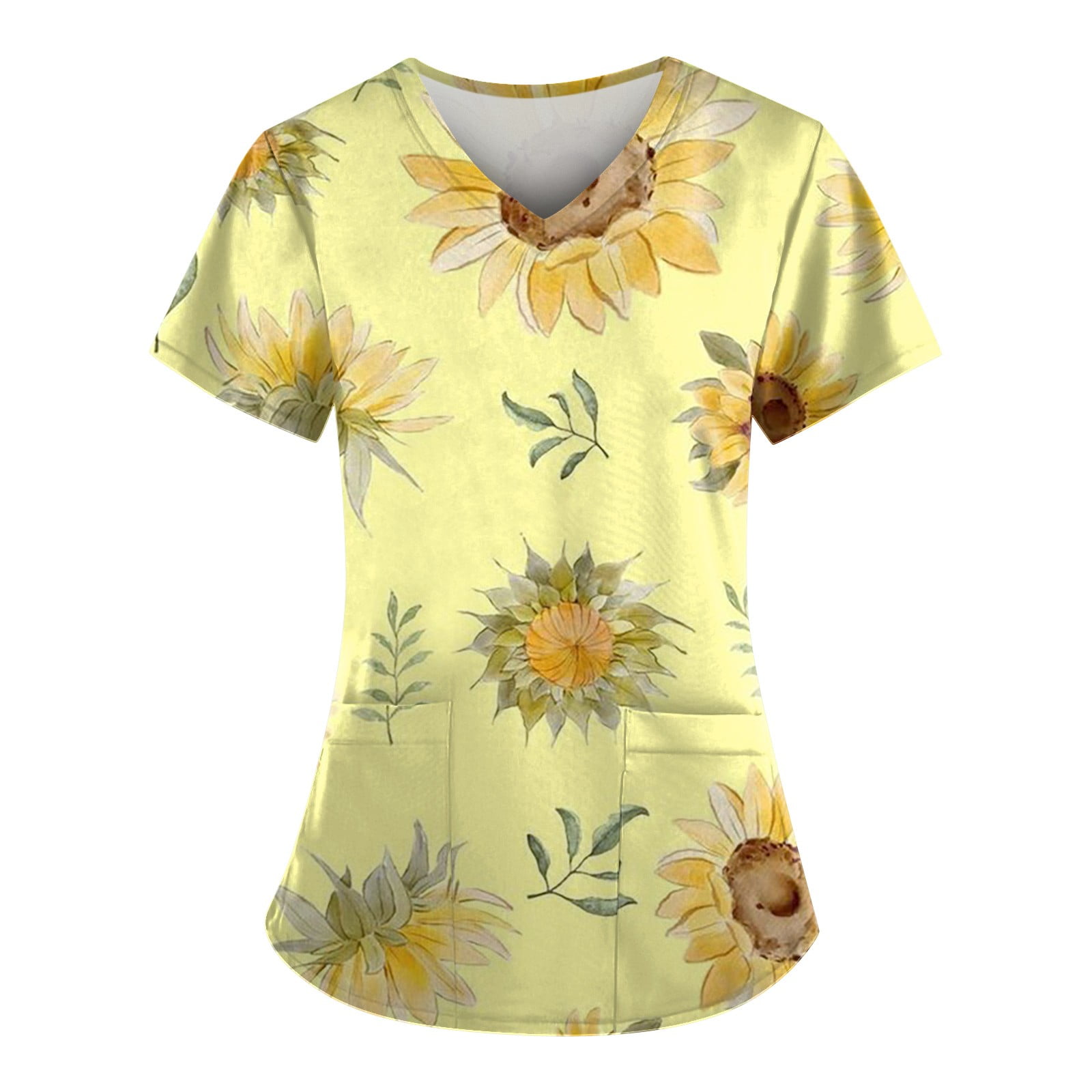 Scrub Tops Women Crops Short Sleeve Summer Womens Work Lounge Thin ...