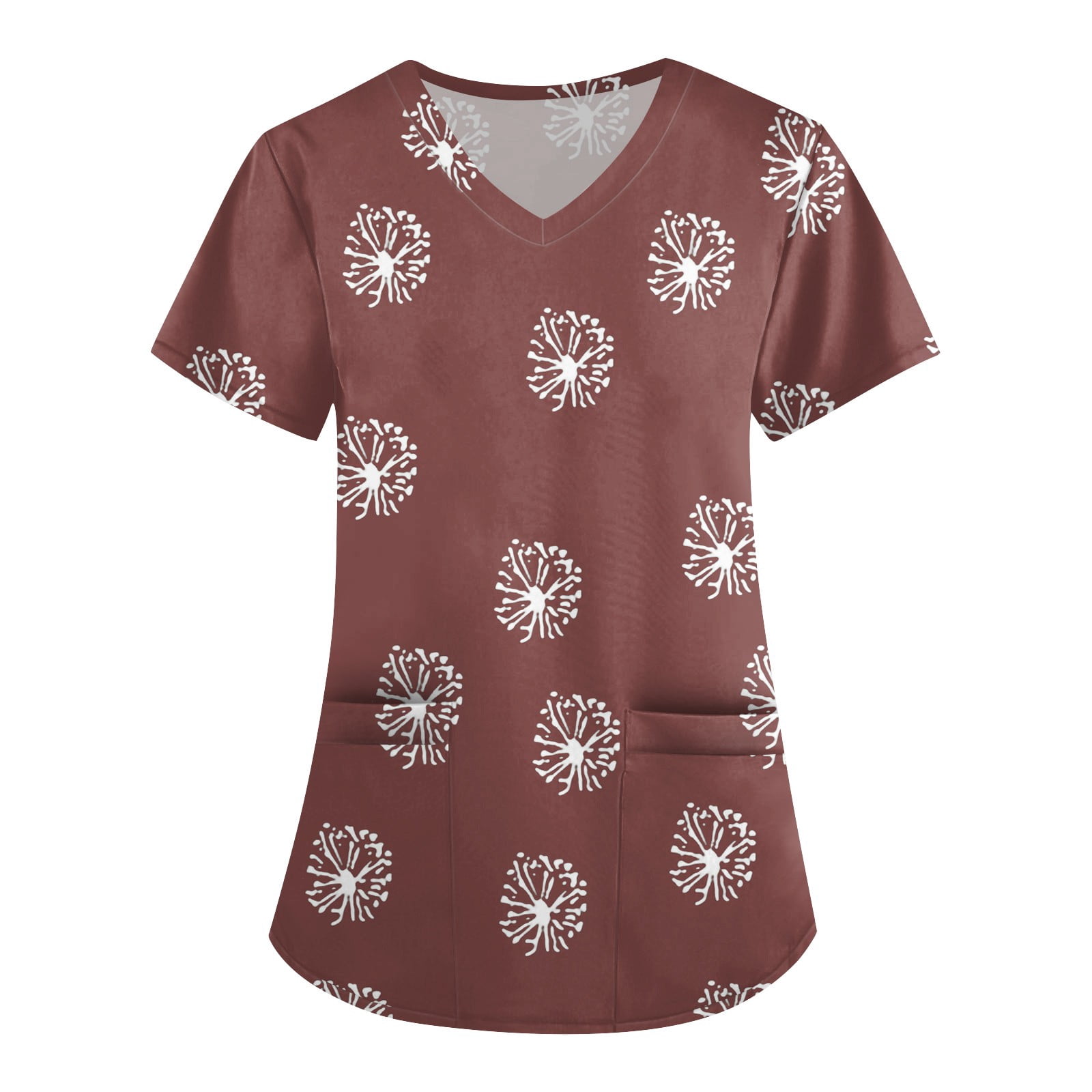 Scrub Tops Women - Fashion Print Short Sleeve V-Neck Scrubs Top ...