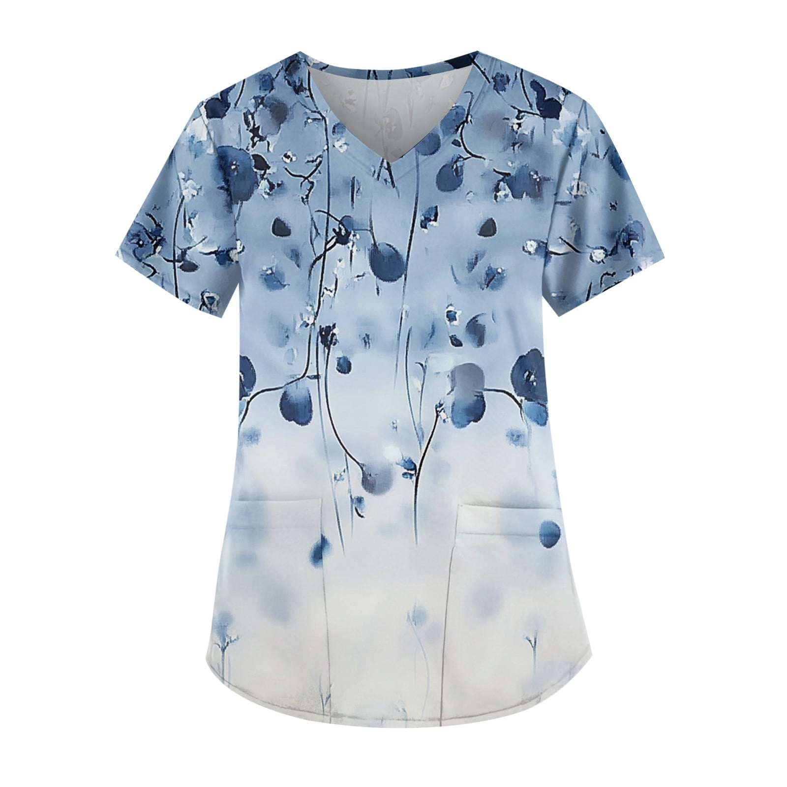 Scrub Tops Women Fashion Working Scrubs for Women Casual Short Sleeve V ...
