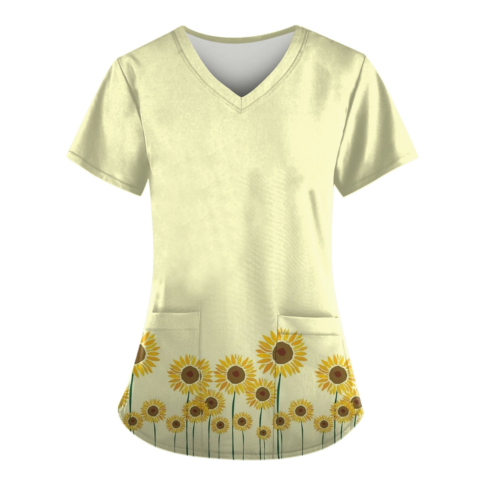 Scrub Tops Women Office Casual Cropped Scrubs Ladies Short Sleeve ...