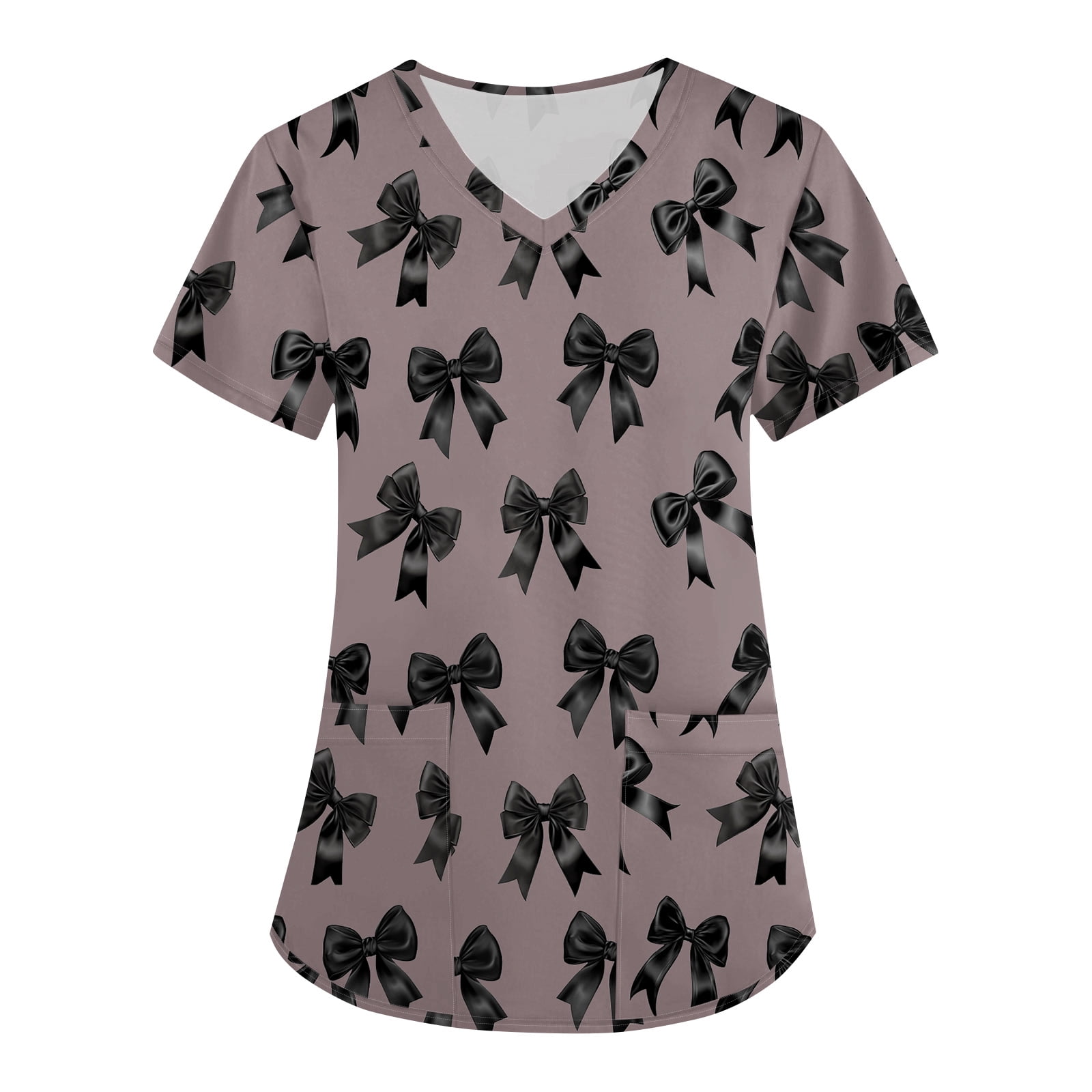 Scrub Tops Women Print, Medical Uniforms with Dual Pockets Four Seasons ...