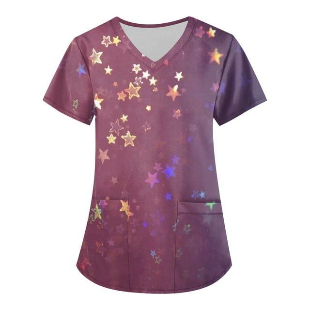 Scrub Tops Women Short Sleeve Summer Work Womans Casual Crop with ...