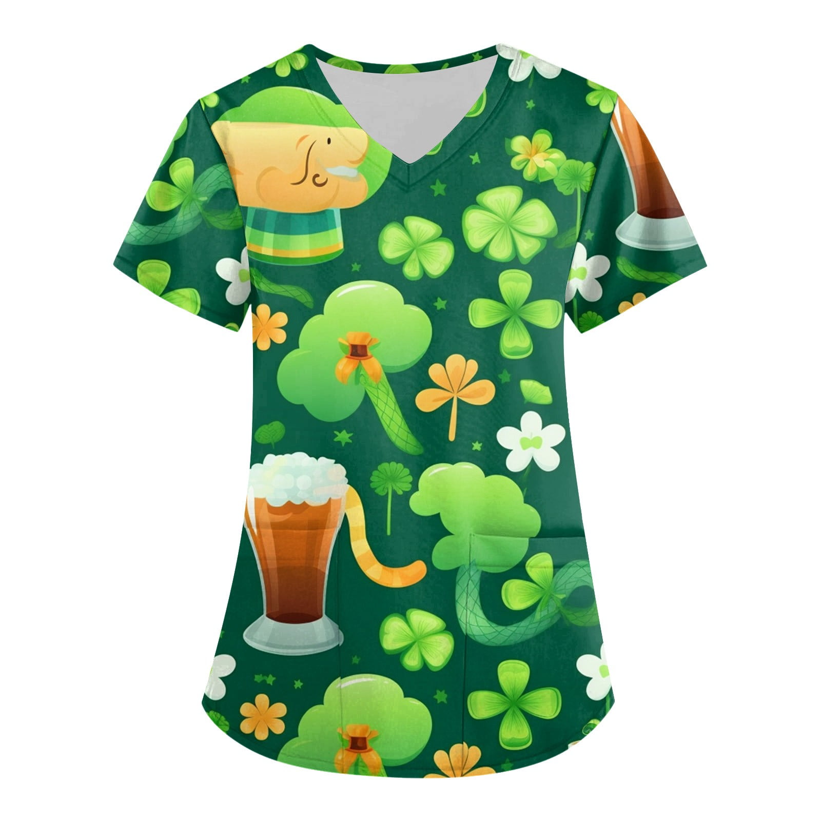 Scrub Tops Women St Patricks Day Print Ydkzymd Luck Holiday Nursing ...