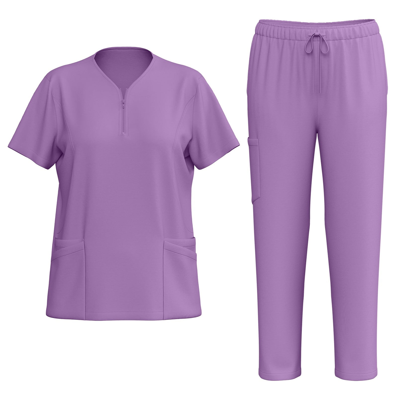 Scrub for Women Set Solid V-Neck Short Sleeve Scrubs Tops and Long Pant ...