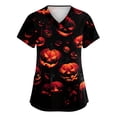 Scrub for Women Short Sleeve V Neck Casual Pumpkin Spiderweb Graphic ...