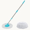 ScrubWise 360 Bucket Spin Mop Stick with 2 Microfiber Refill Plastic ...