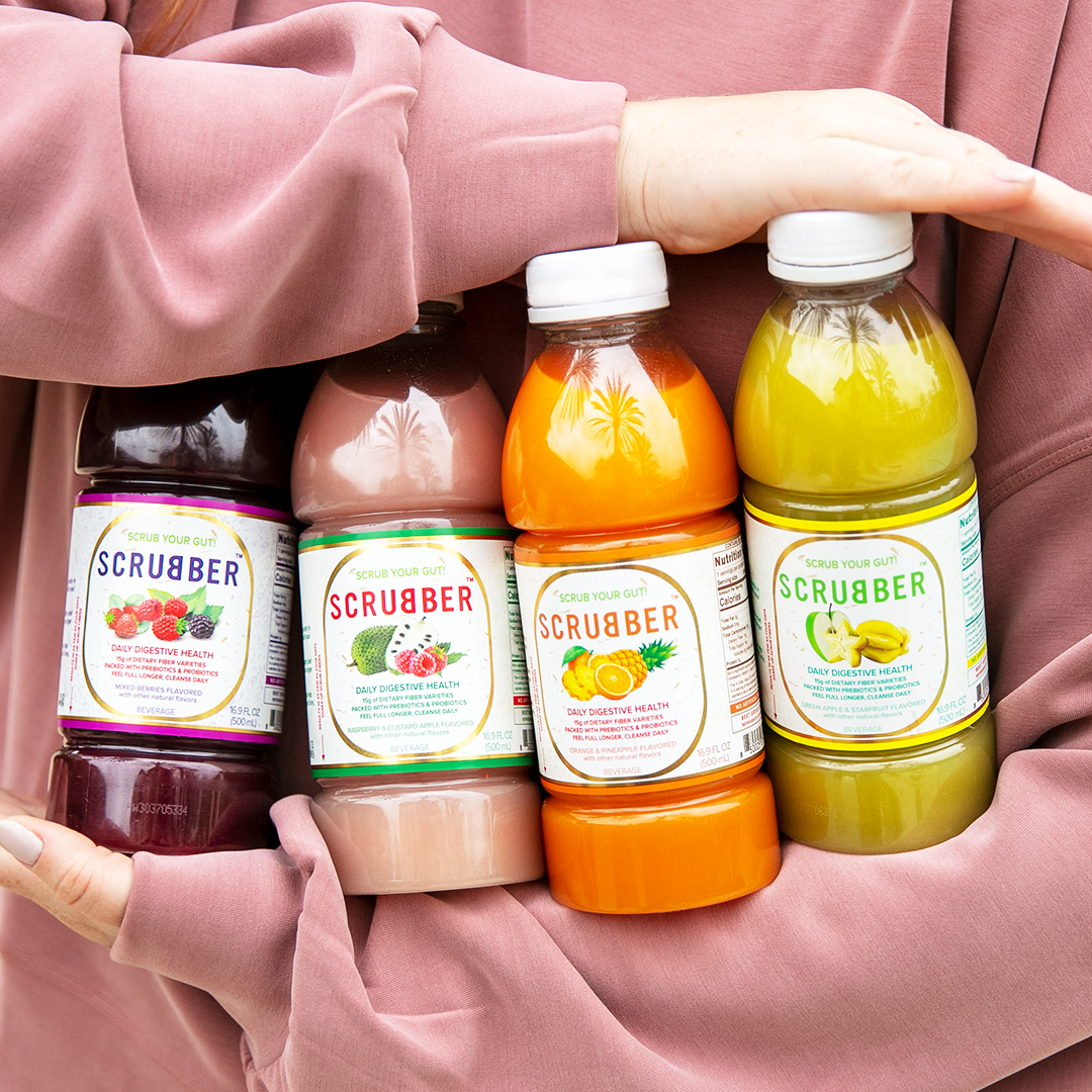 Scrubber Fiber-Infused Fruit Juice w/Probiotics + Prebiotics for Daily ...