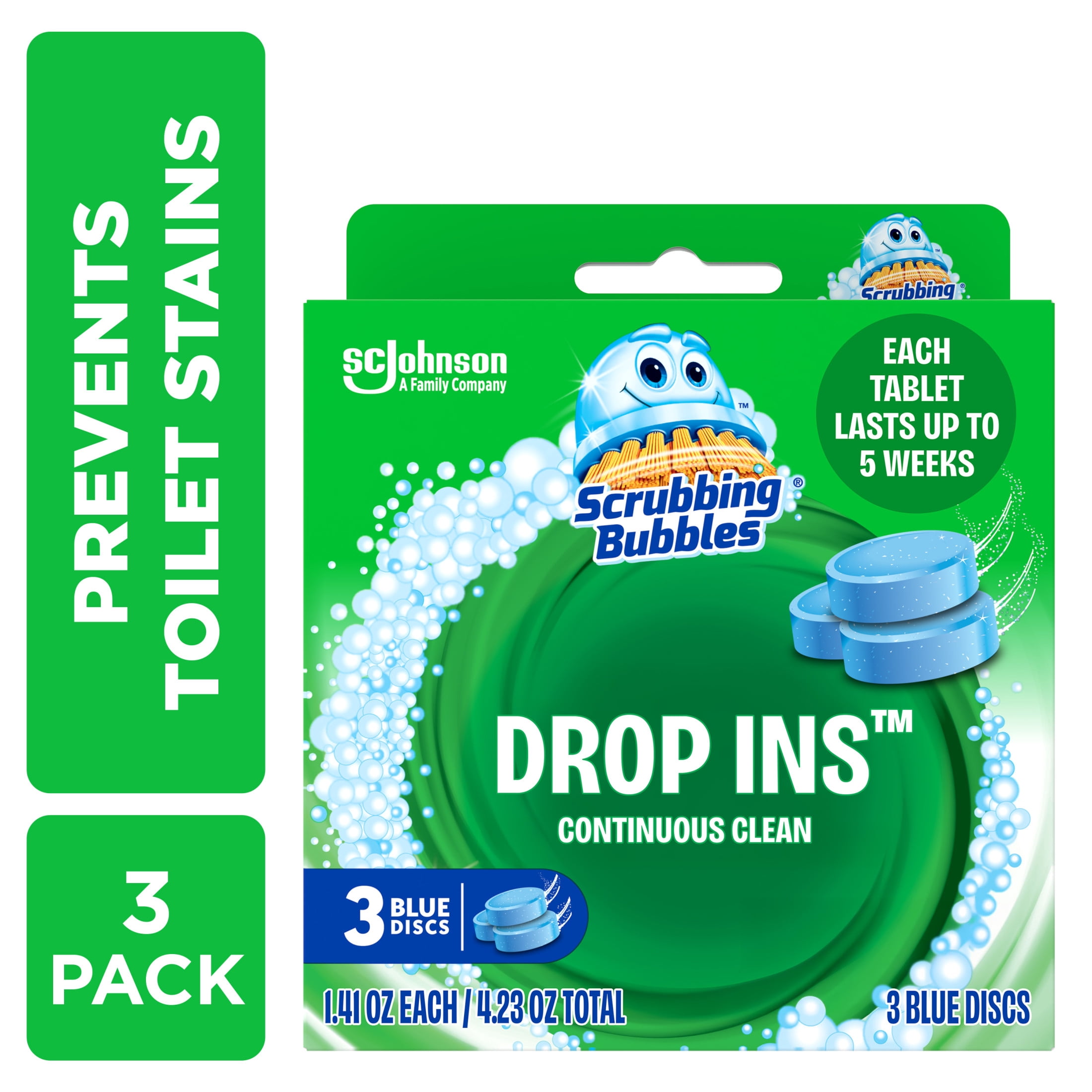 Scrubbing Bubbles Continuous Clean Drop-Ins Toilet Bowl Cleaner, Lasts ...