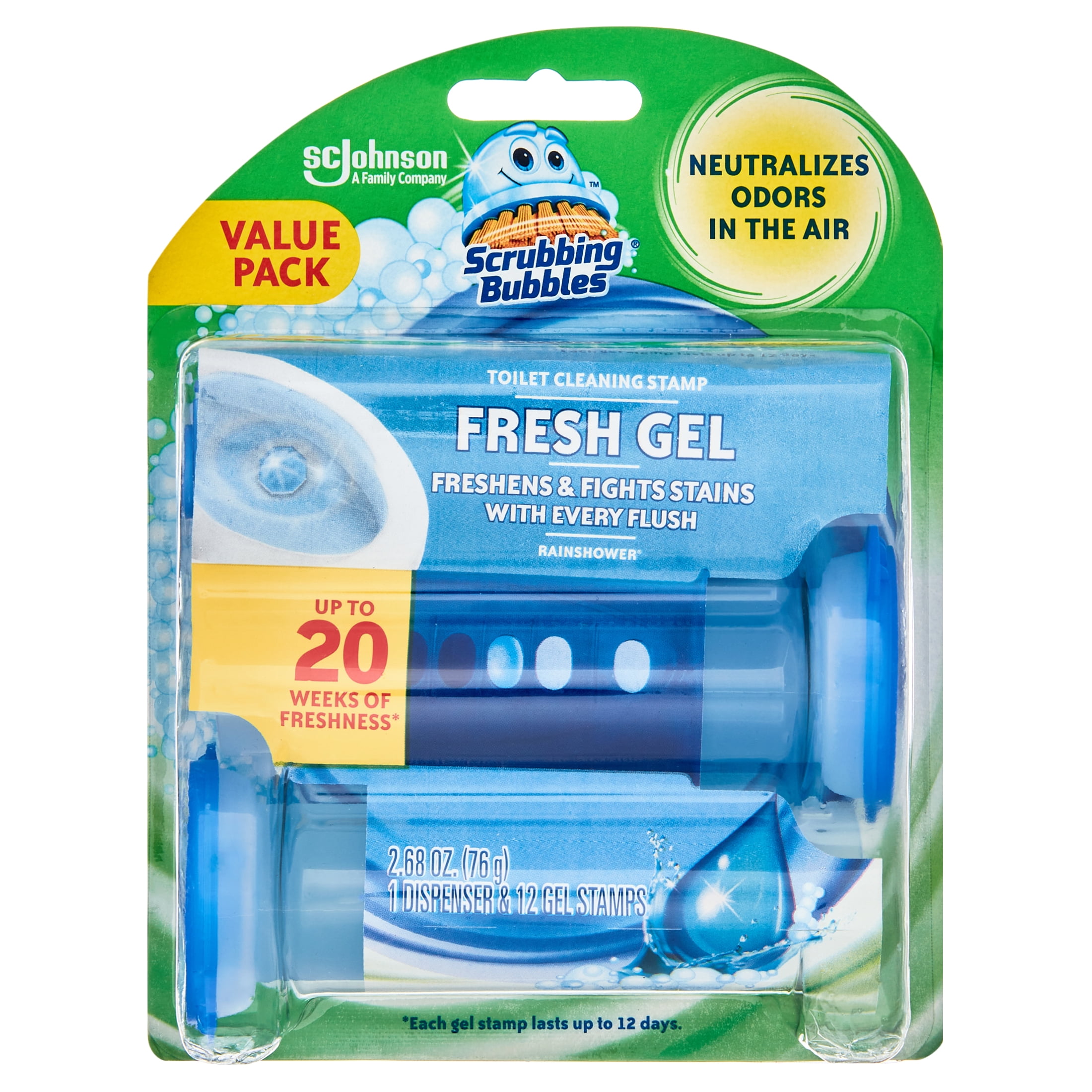 Scrubbing Bubbles Fresh Gel Toilet Cleaning Stamp, Rainshower ...