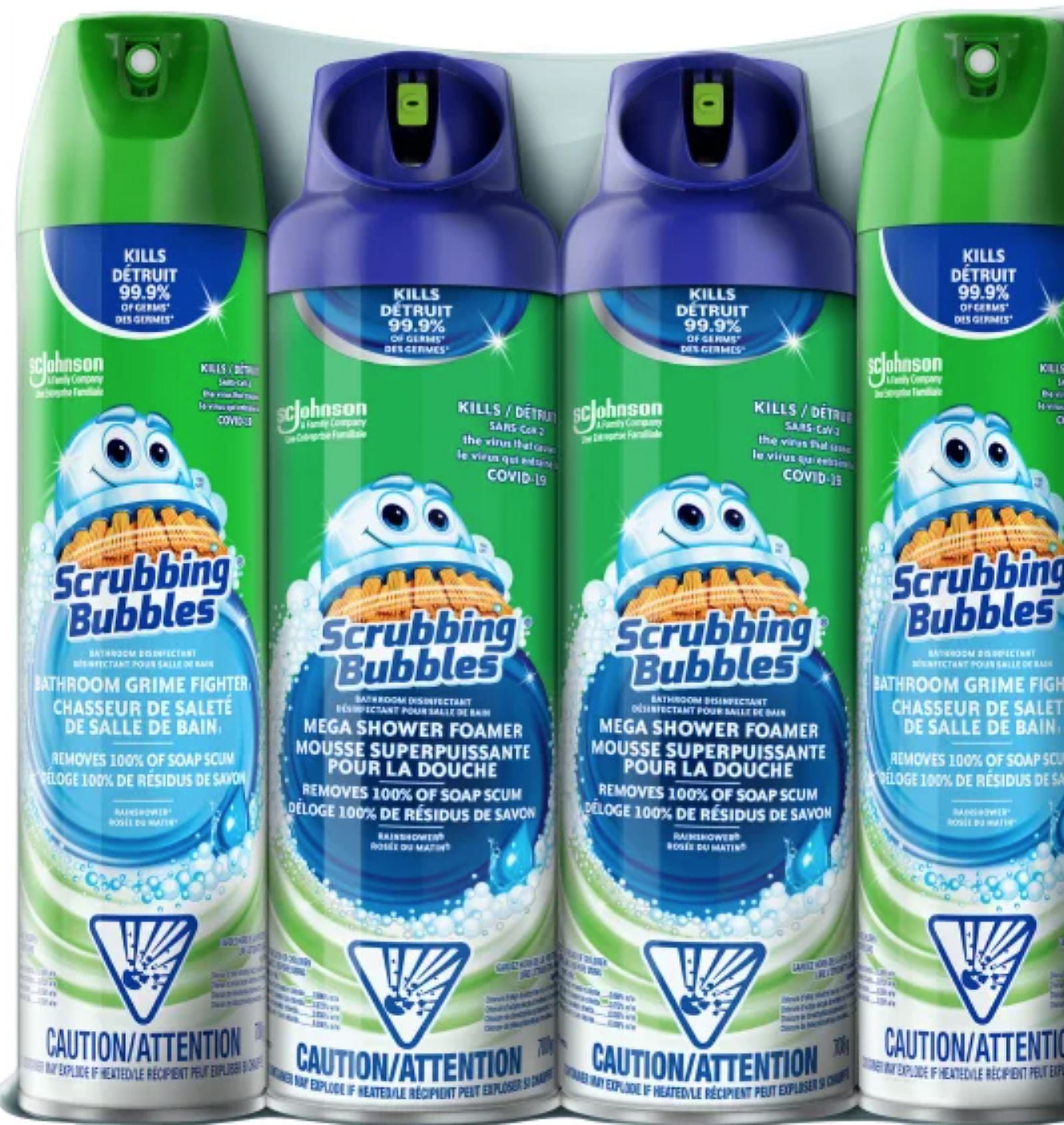 Scrubbing Bubbles Mega Shower Foamer & Bathroom Cleaner Aerosol Combo with Wide Spray Nozzle ...