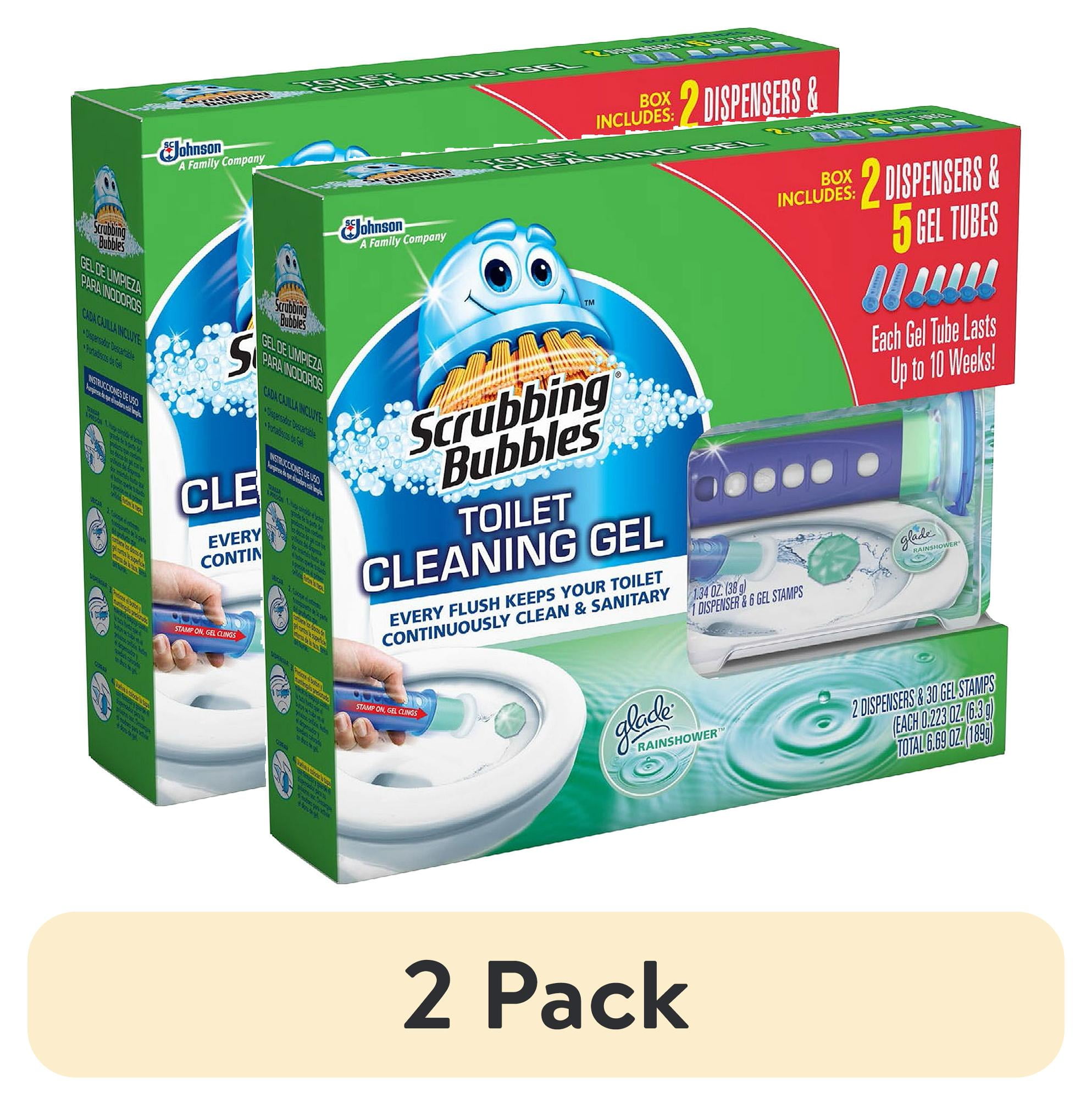 (2 pack) Scrubbing Bubbles Toilet Gel, Rainshower, 2 Dispensers + 30 ...
