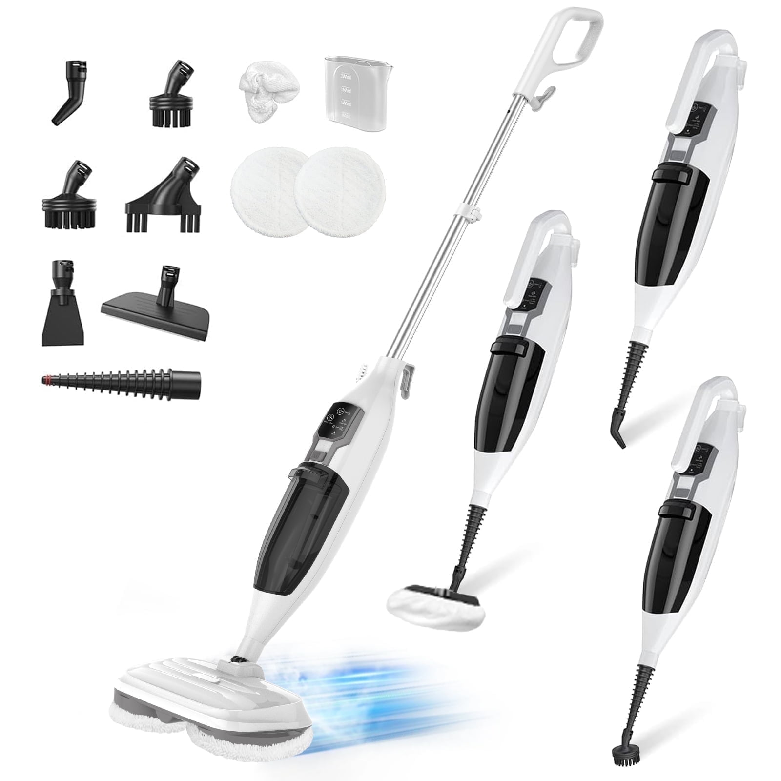 Steam Mop with Rotating Pads, 10 in 1 Handheld Steam Cleaner Detachable ...