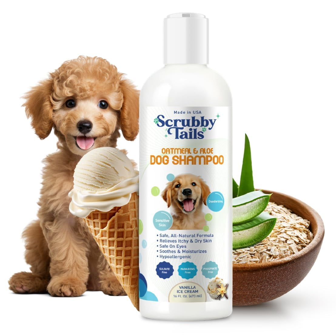Scrubby Tails Organic Dog SBF3 Shampoo - Puppy Oatmeal Shampoo Itchy ...
