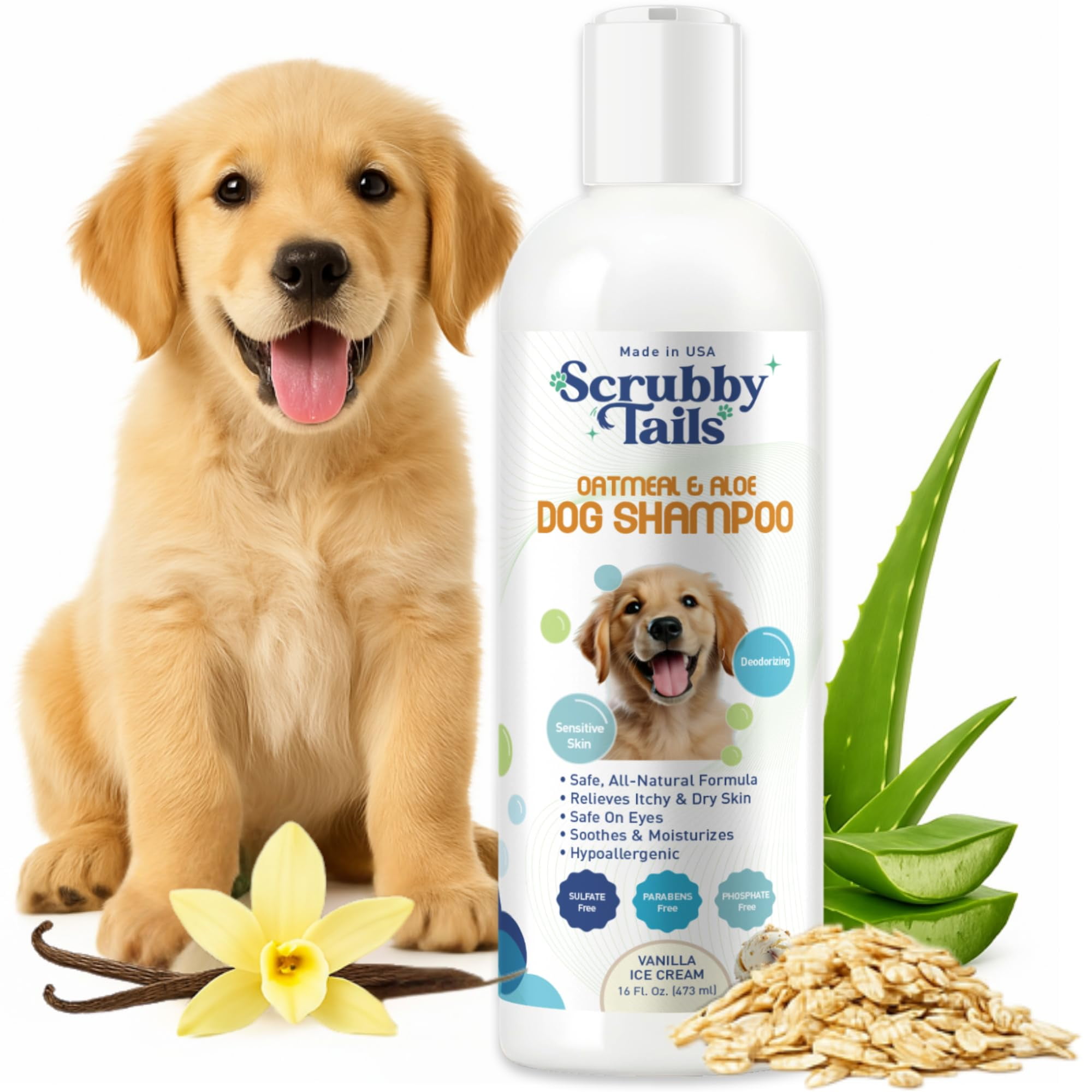 Scrubby Tails Organic Dog Shampoo - ATT1Puppy Oatmeal Shampoo Itchy ...