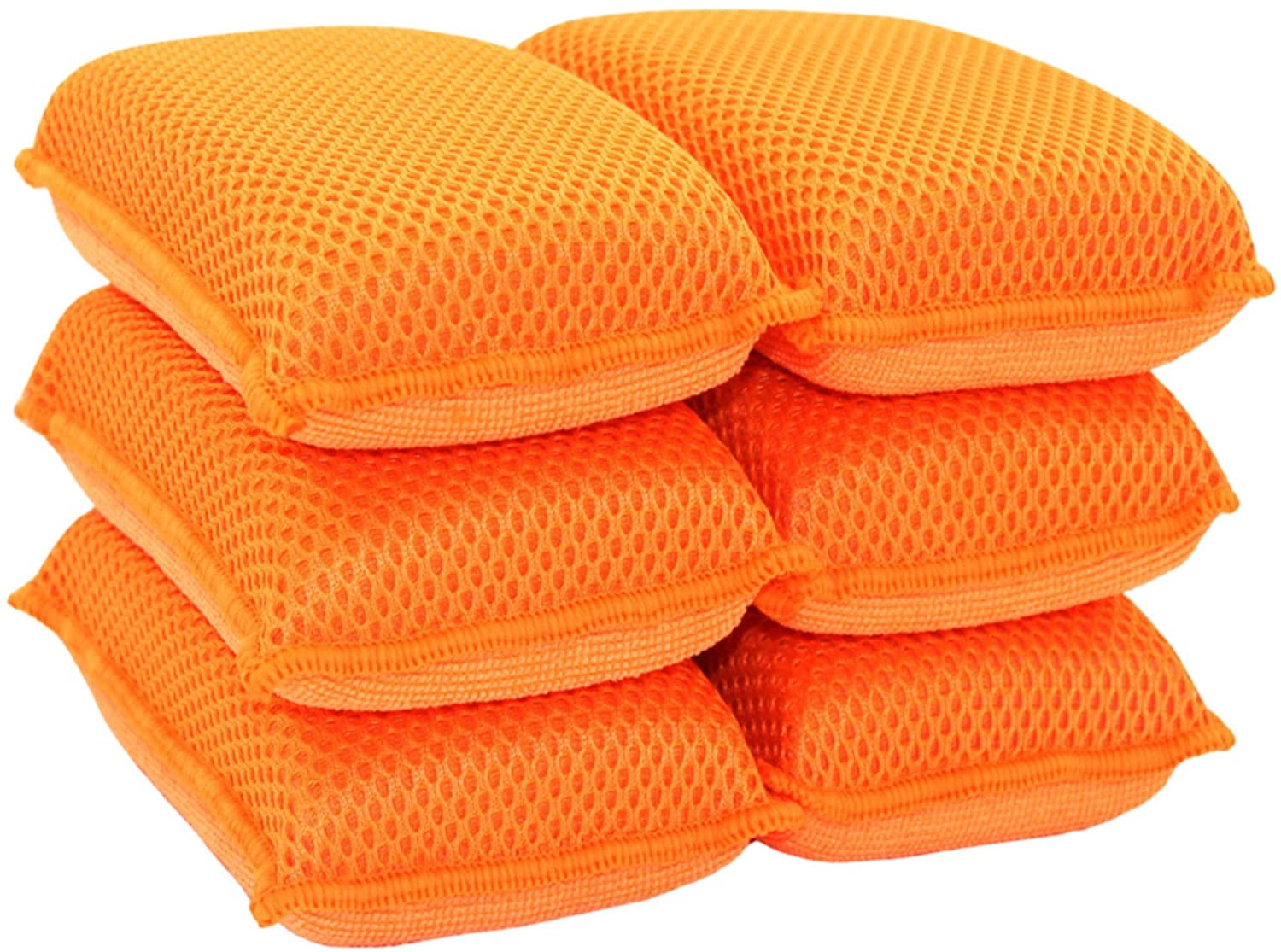 Scrubit Commercial Miracle Microfiber Kitchen Sponge, Orange, 6 Pack ...