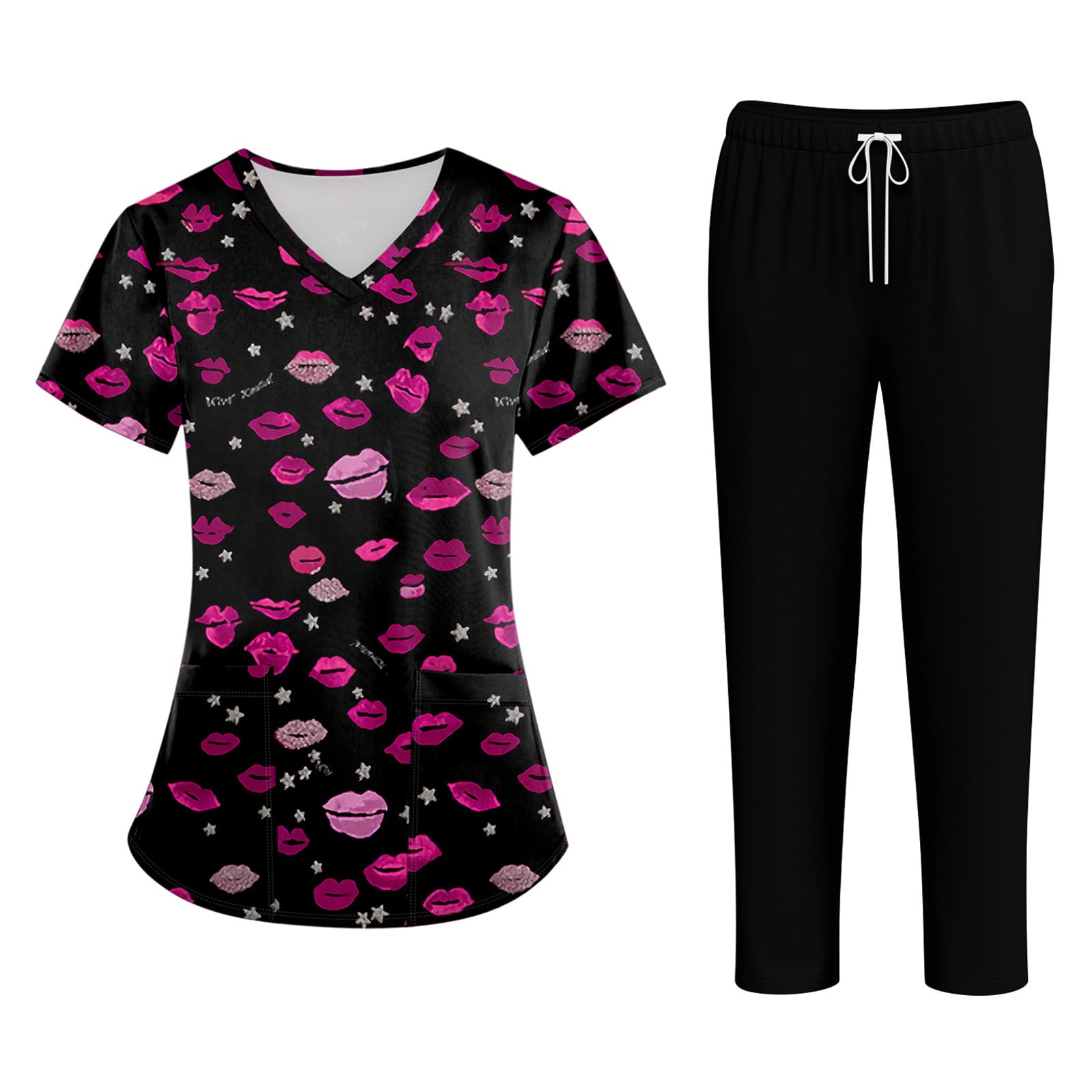 Scrubs For Women,Scrub Sets For Woman Short Sleeve Animal Flower ...
