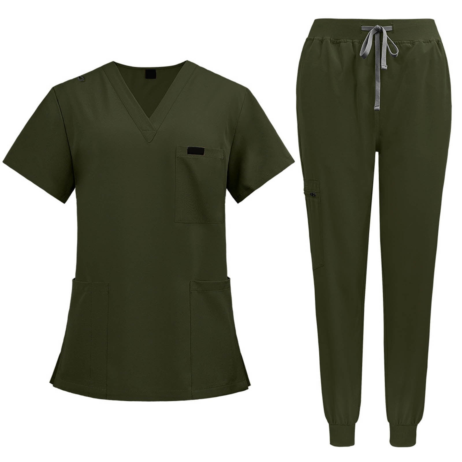Scrubs Medical Uniform Mens Scrub Set Medical Scrubs Top and Pants Army ...