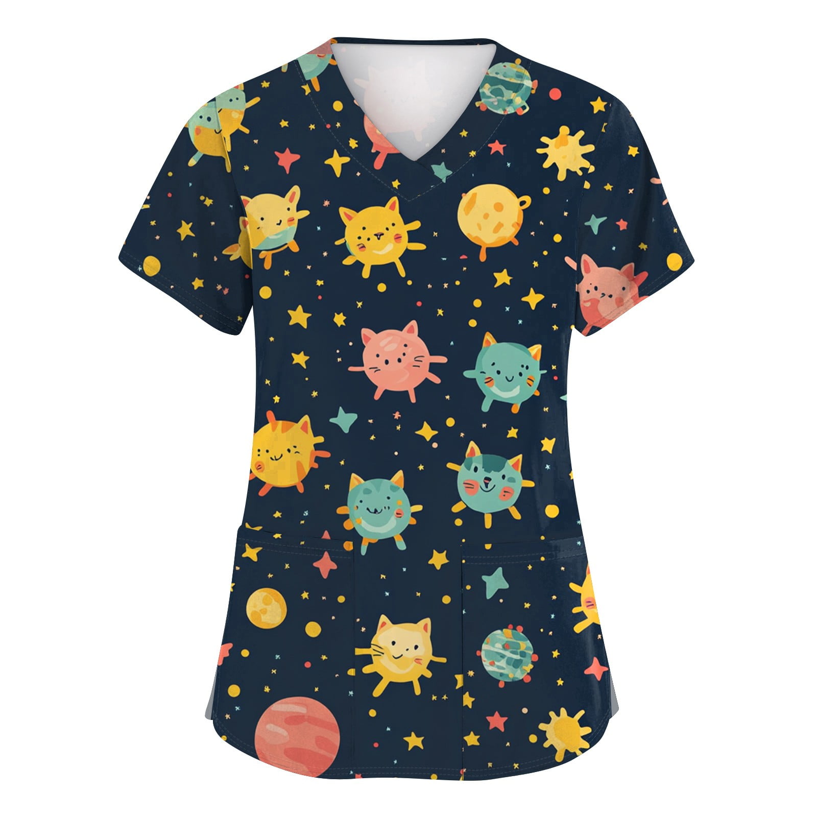 Scrubs Sets For Women, Cute Animal Print Scrub Top Women-Loose Fit ...