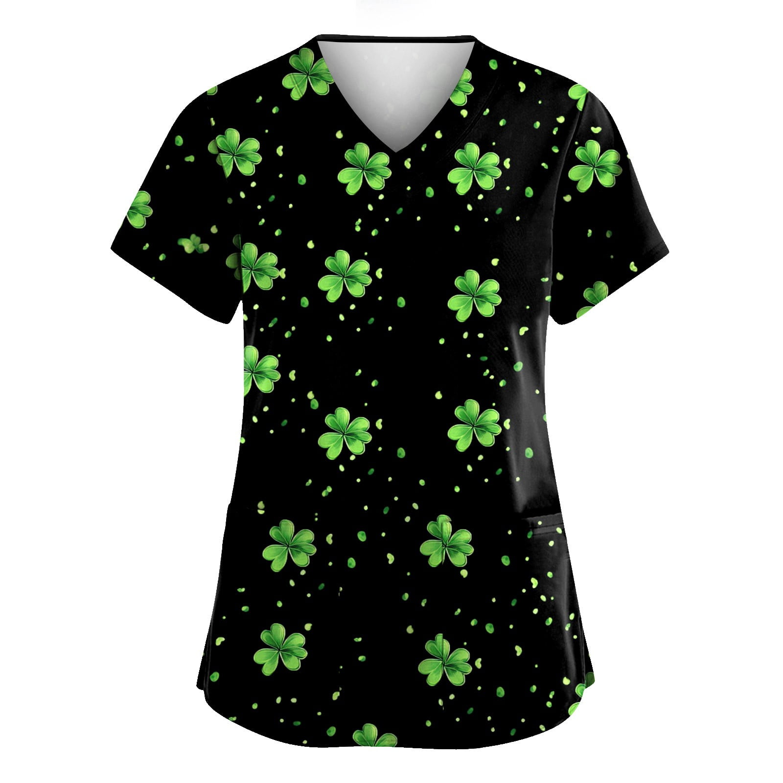Scrubs for Women Irish Shamrock Printed V Neck Breathable Scrub Tops ...