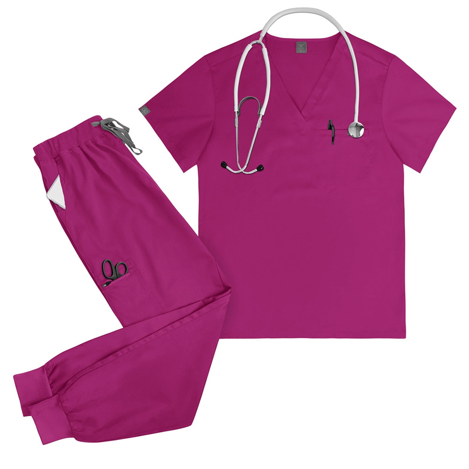 Scrubs for Women Set Clearance Plus Size Nursing Top Stretchy V-Neck ...