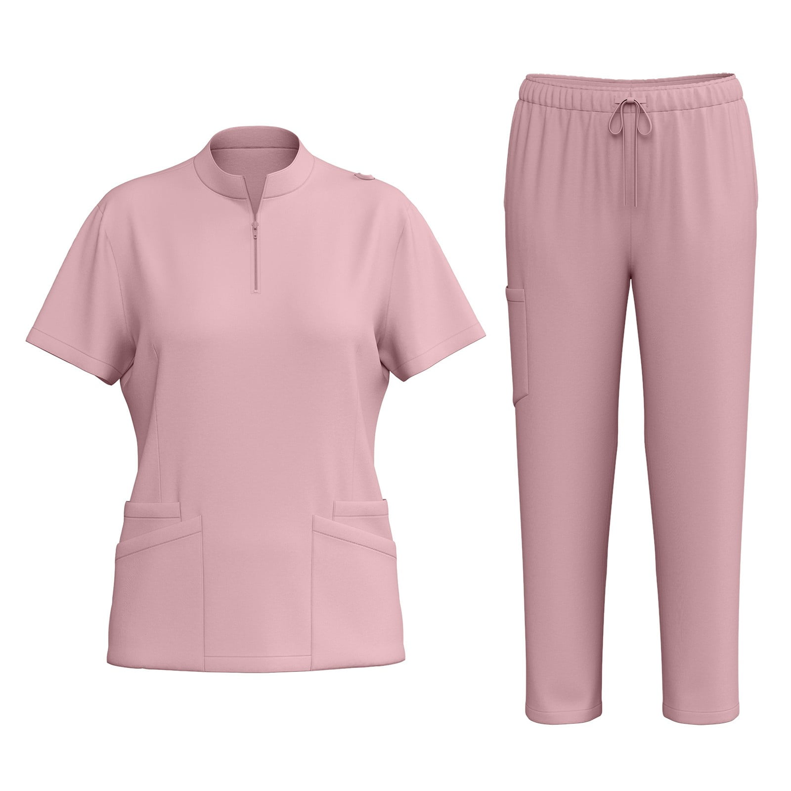 Scrubs For Women Set, Quick-Dry Nursing Scrubs Set With Zip Collar ...