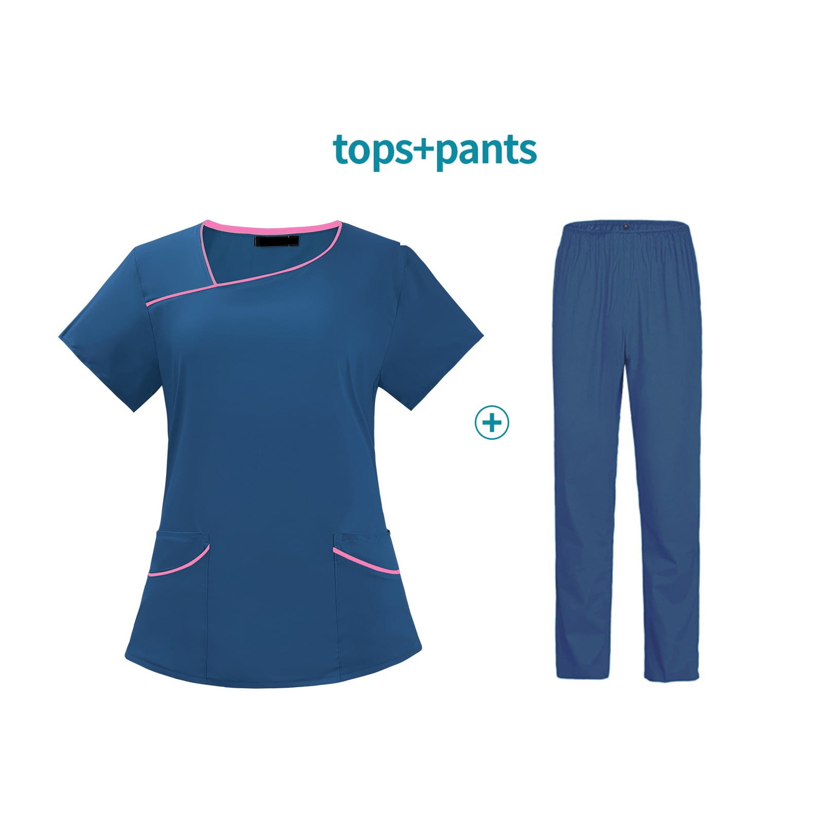 Scrubs Women Set Stretch Jersey Scrub Suit for Healthcare Pros - Solid ...