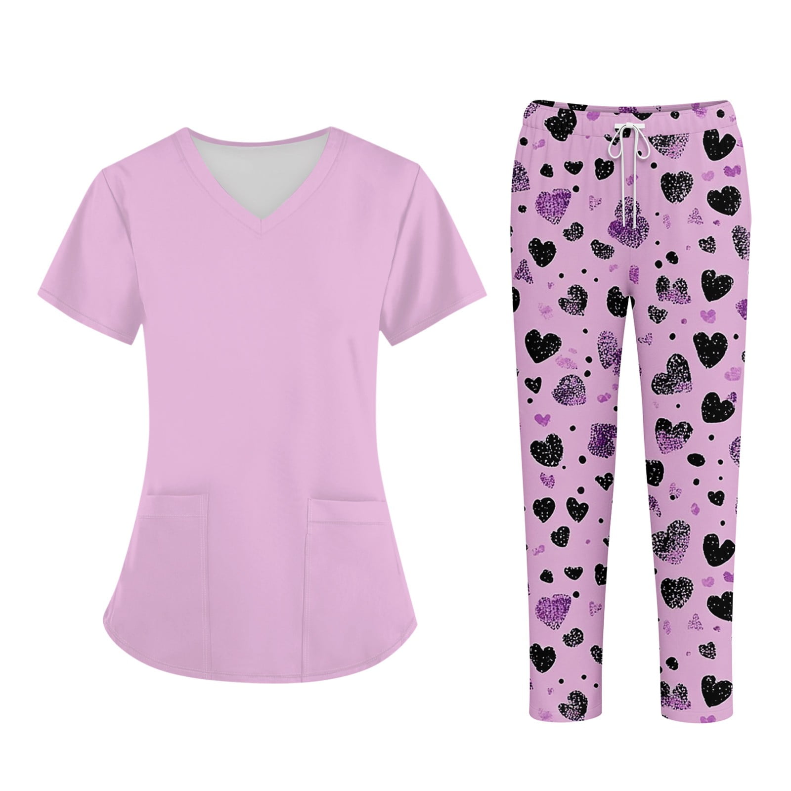 Scrubs for Women Set Stretch V-Neck Scrub Top & Jogger Pant Medical ...