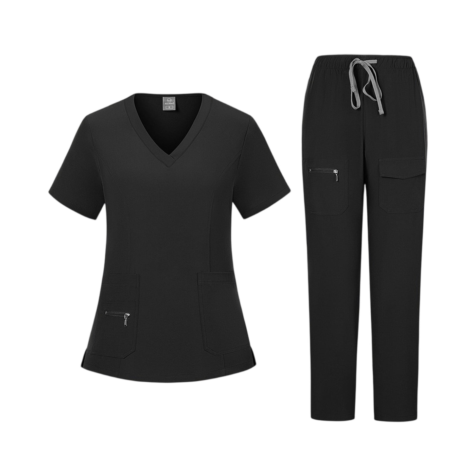 Scrubs For Women, Short Sleeve V Neck Scrub Set-2 Piece Pocket Top ...
