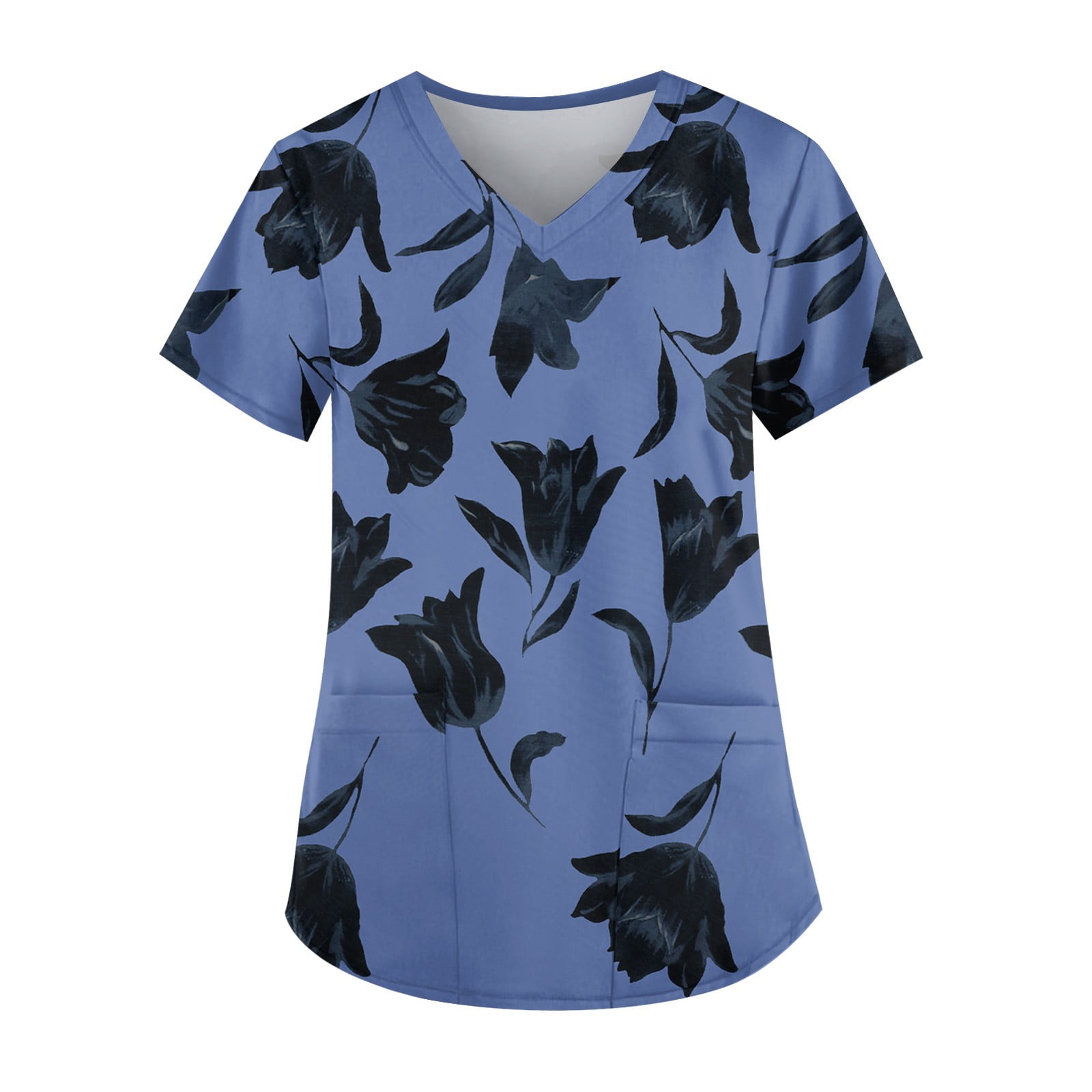Scrubs For Women Tops, Plus Size Printed Scrub Working Uniform Tops V ...