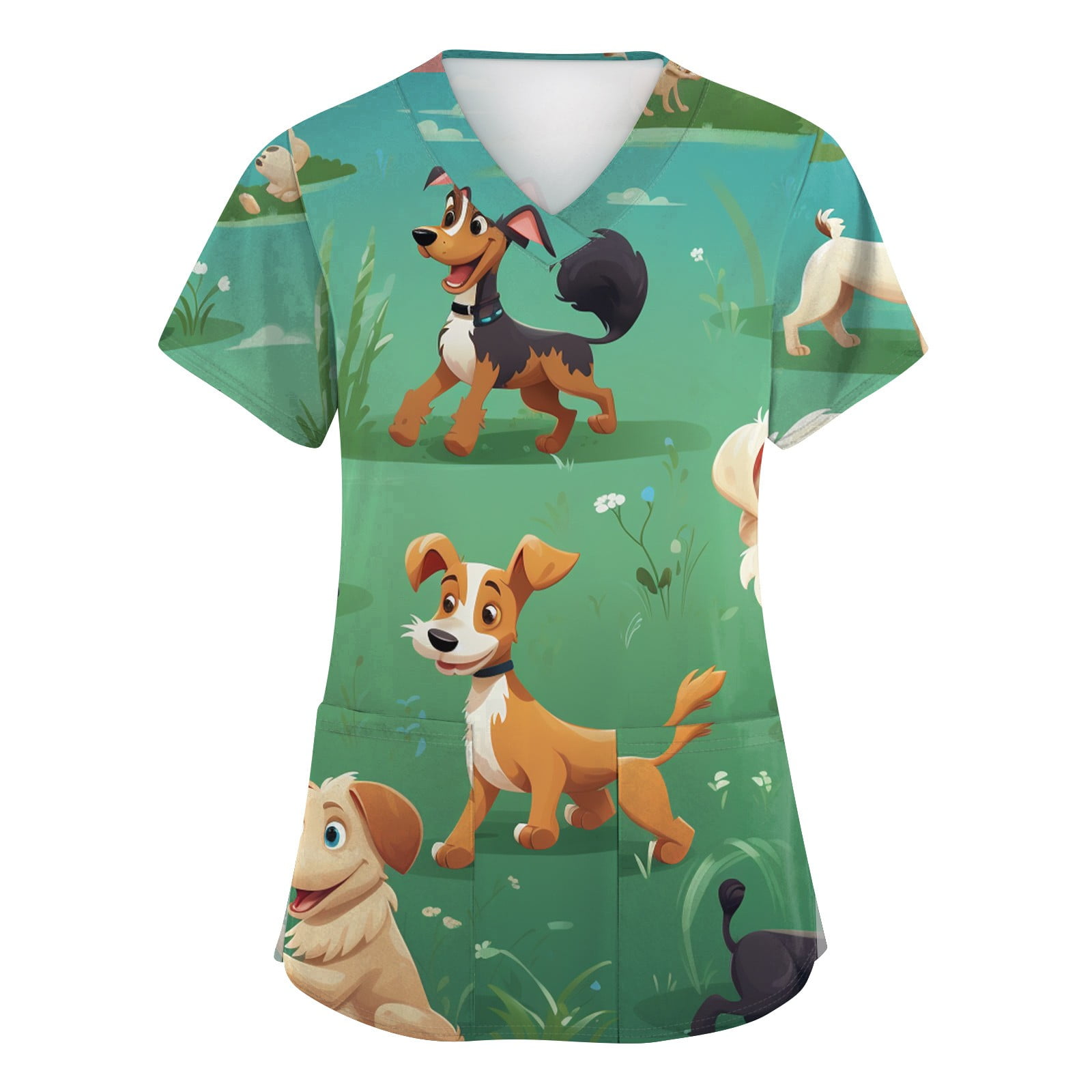 Scrubs For Women Tops, Stretchy Work Scrub-Lightweight Short Sleeve V ...