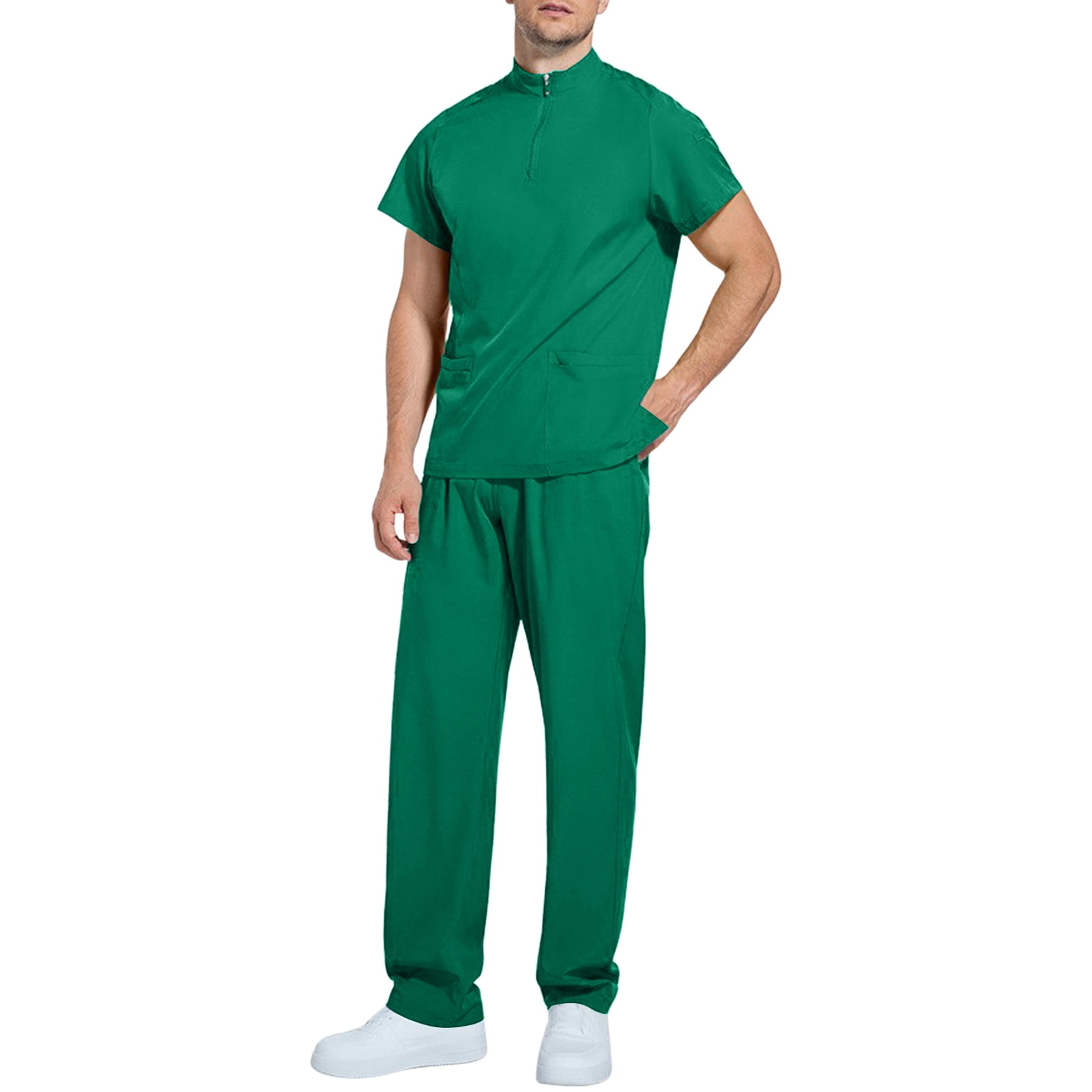 Scrubs for Men Set V-Neck Scrub Top and Drawstring Cargo Pants, Multi ...