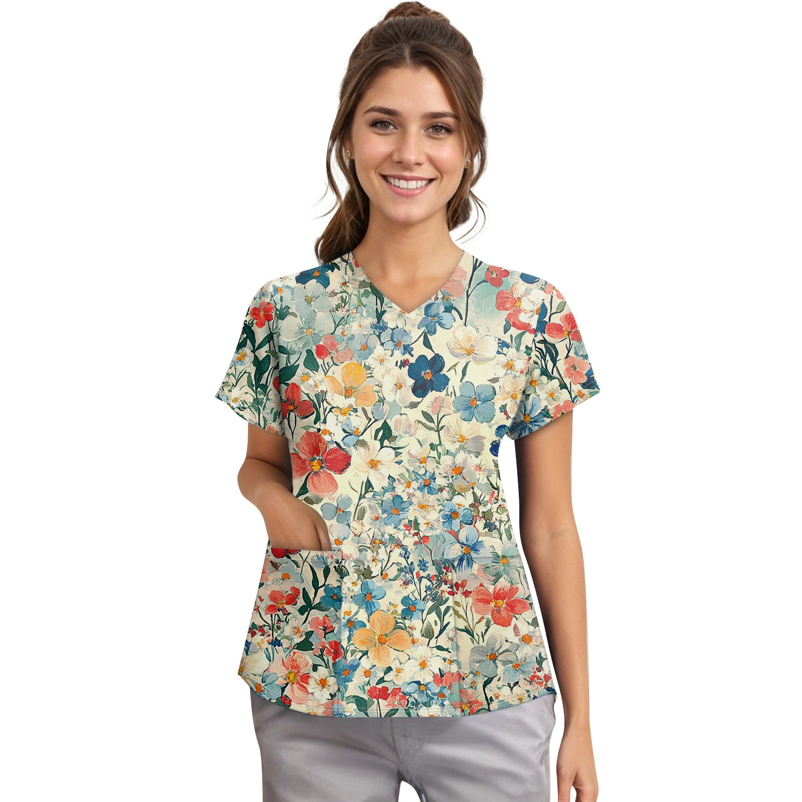 Scrubs for Nurses Boho Cut Out Party Scrub Ladie'S Short Sleeve Summers ...