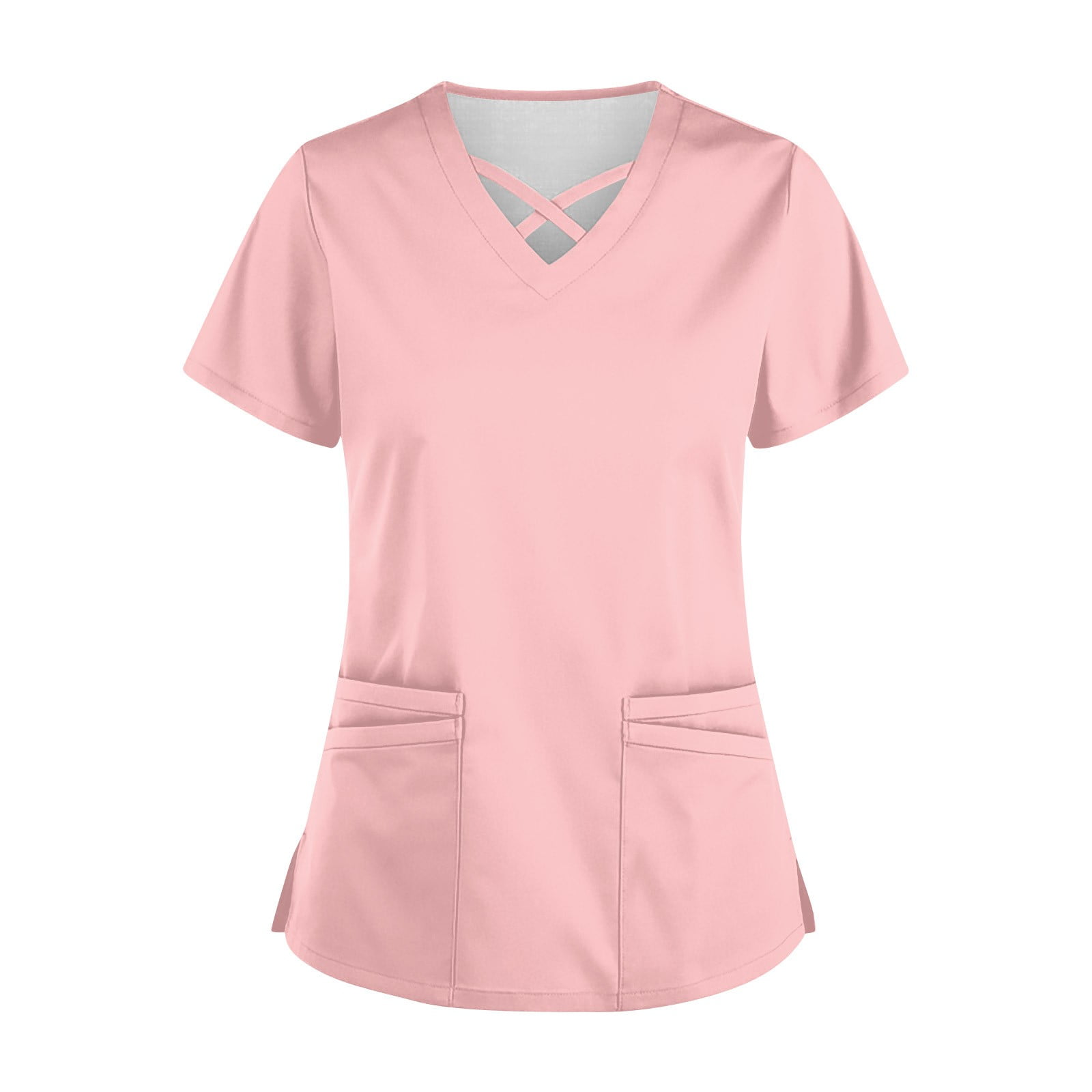 Scrubs for Women Clearance Solid Color Short Sleeve V-Neck Nursing ...