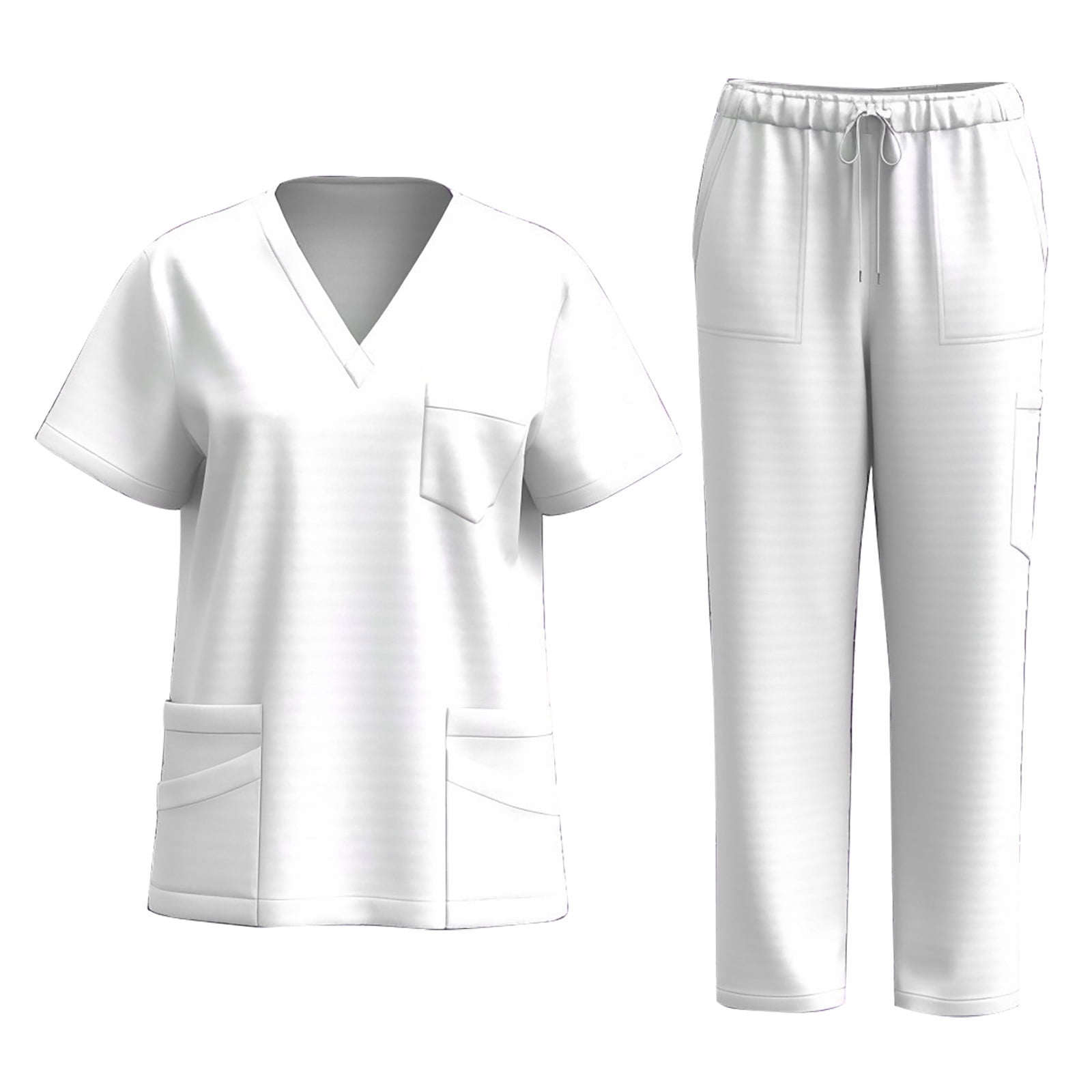 Scrubs for Women Crew Neck Cool Scrub Top & Cargo Pants 4-Way Stretch ...