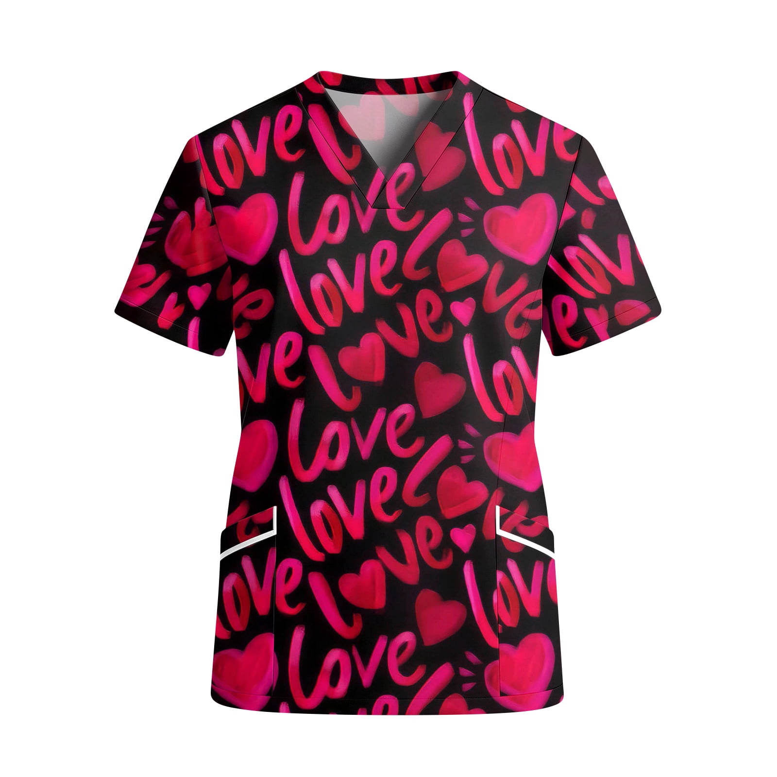 Scrubs for Women Cute Animal Printed Casual Short Sleeve V-Neck Carer ...