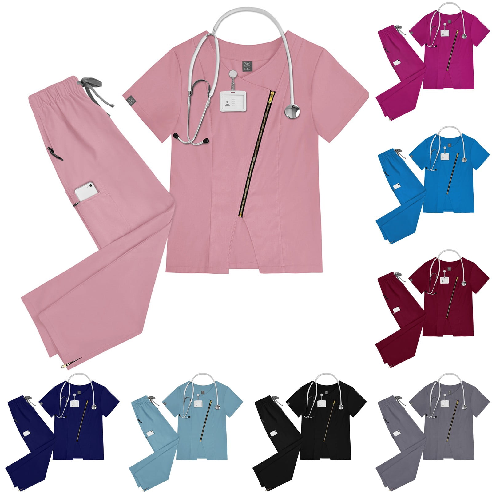 Scrubs for Women Scrub Set - Modern Fit Medical Scrub Set with Stylish ...