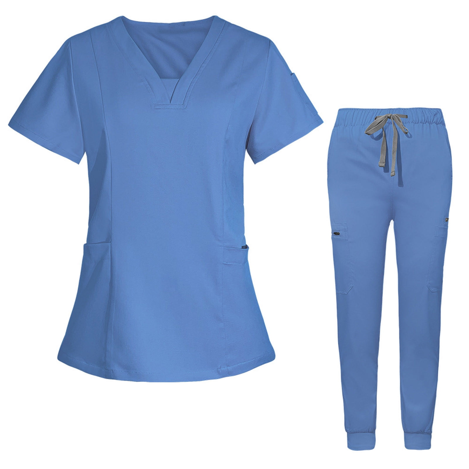 Scrubs for Women Set Nurse Medical Uniform Solid Stretchy Scrubs Suit V ...