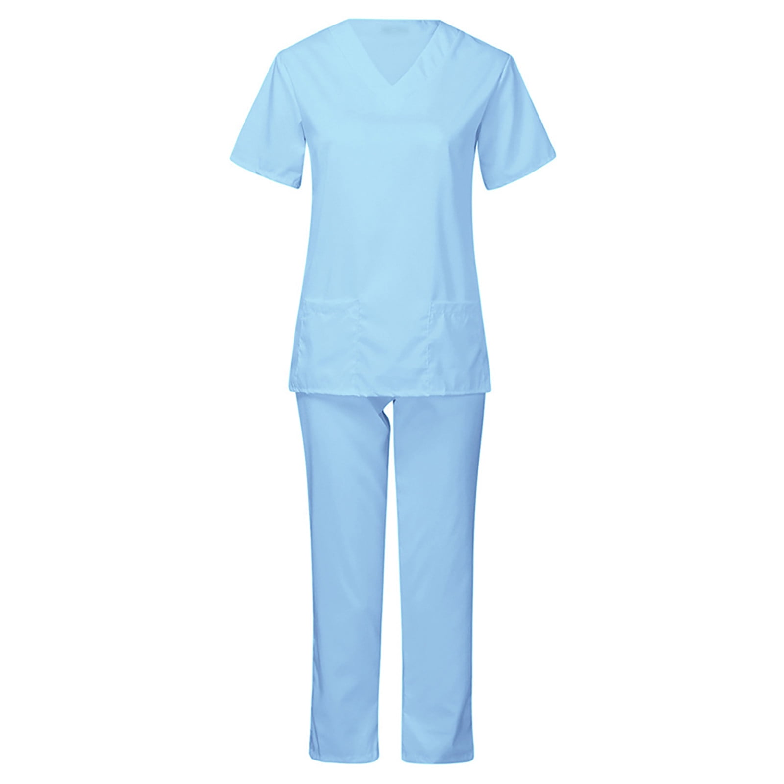 Scrubs for Women Set Nurse Medical Uniform Solid Stretchy Scrubs Suit V ...