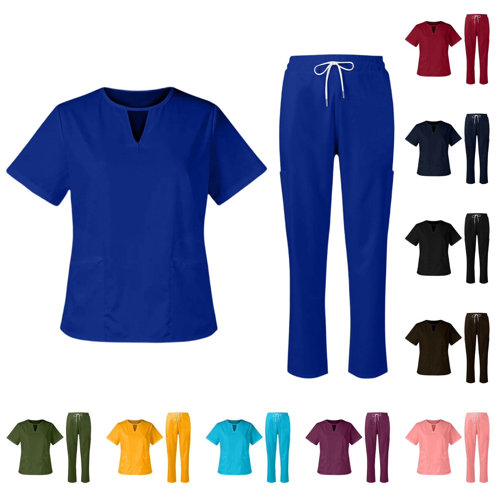 Scrubs for Women Set Stretch Fit Scrub Top & Jogger Crew-Neck 2026 ...
