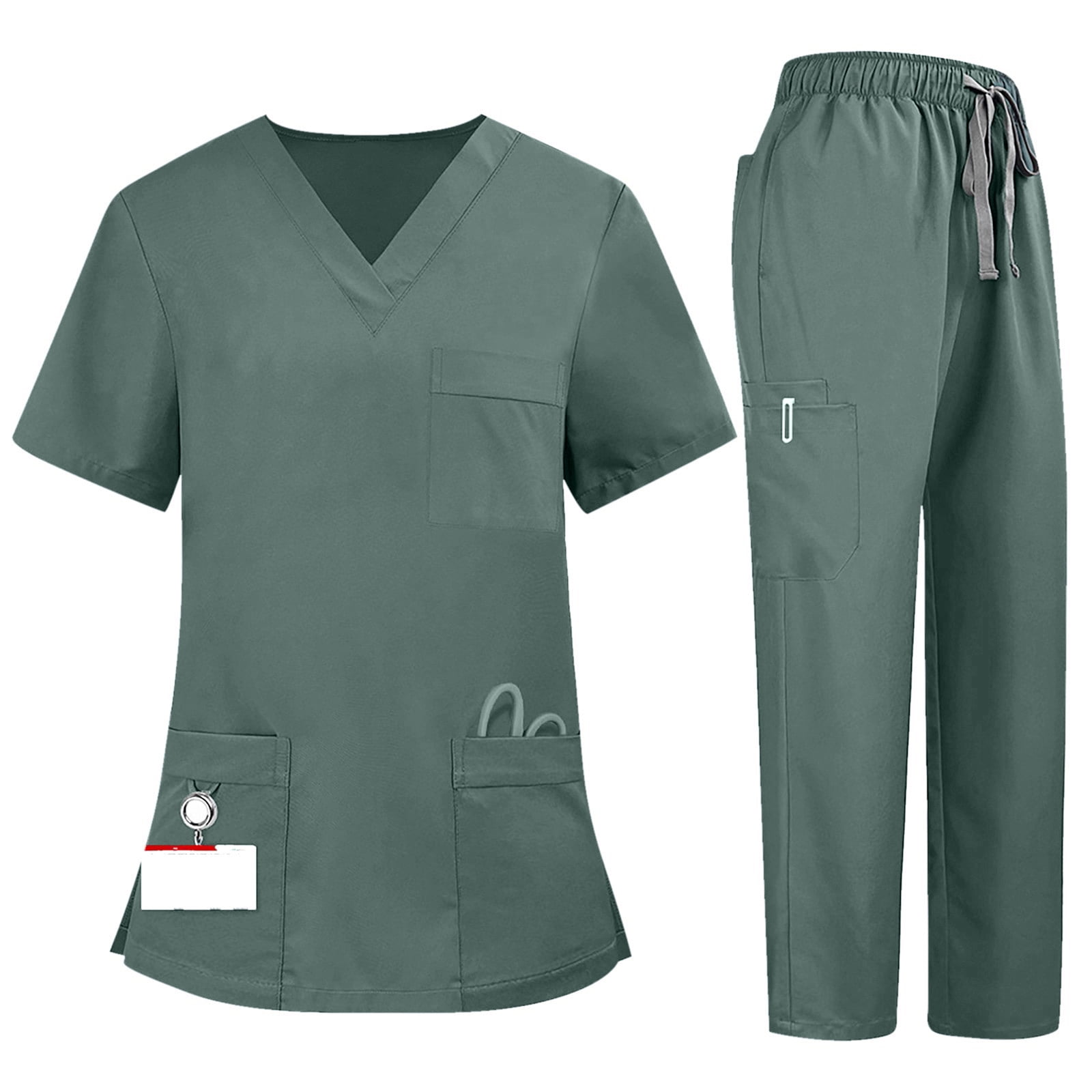 Scrubs for Women Set V-Neck Scrub Uniform Scrub Suit Classic Nurses ...