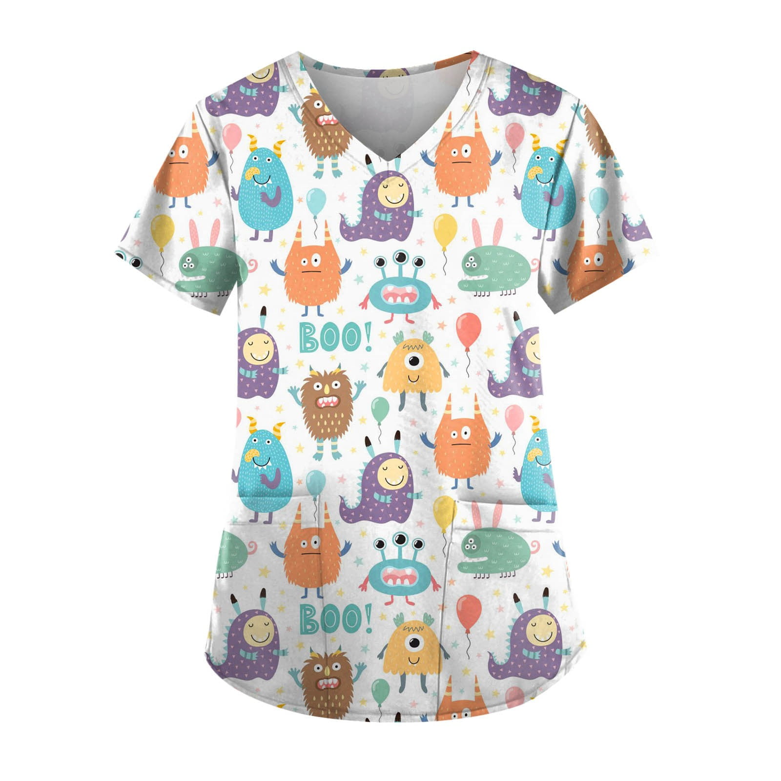 Scrubs for Women Tops Short Sleeve Summer Work Ladies Casual Crop Light ...