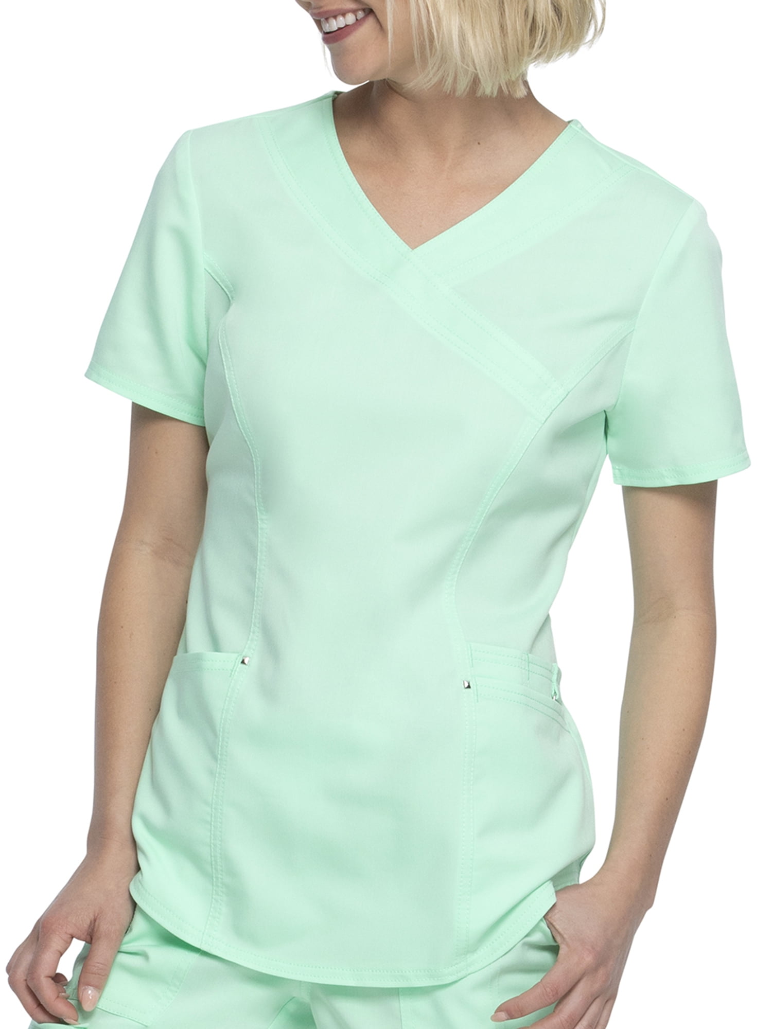 Scrubstar Ultimate Collection Patch Pockets Mock Wrap Scrub Top (Women ...