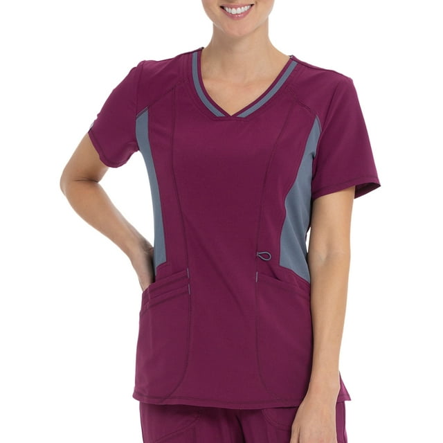 Scrubstar Women's Active Stretch Contrast Mesh V-Neck Scrub Top WD841 ...