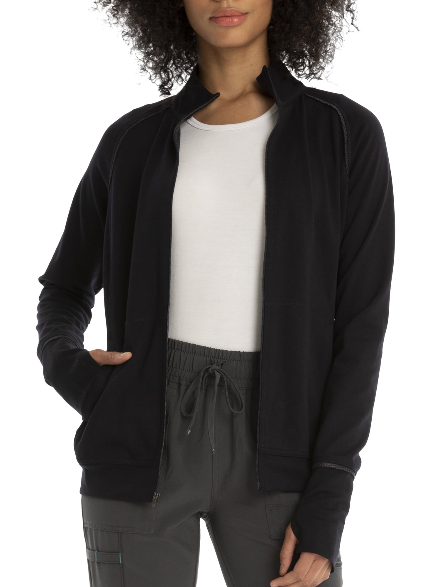 Scrubstar Women's Active Stretch Zip Front Ponte Knit Scrub Jacket ...