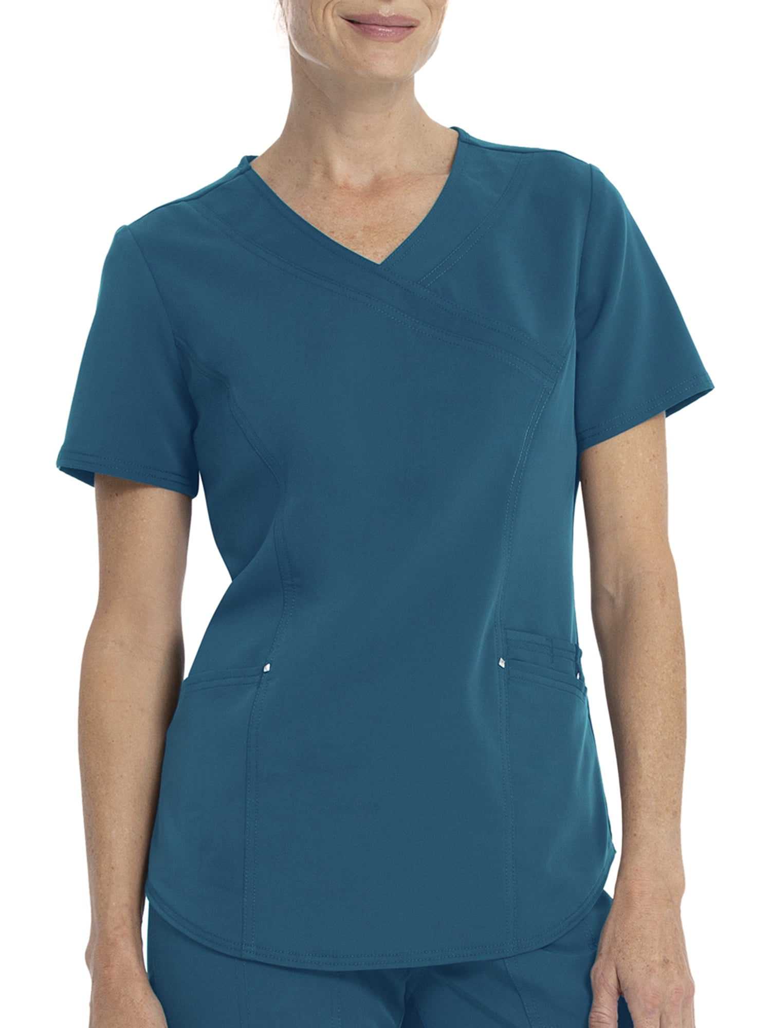 Scrubstar Women's Antimicrobial Premium Ultimate Mock Wrap Scrub Top ...