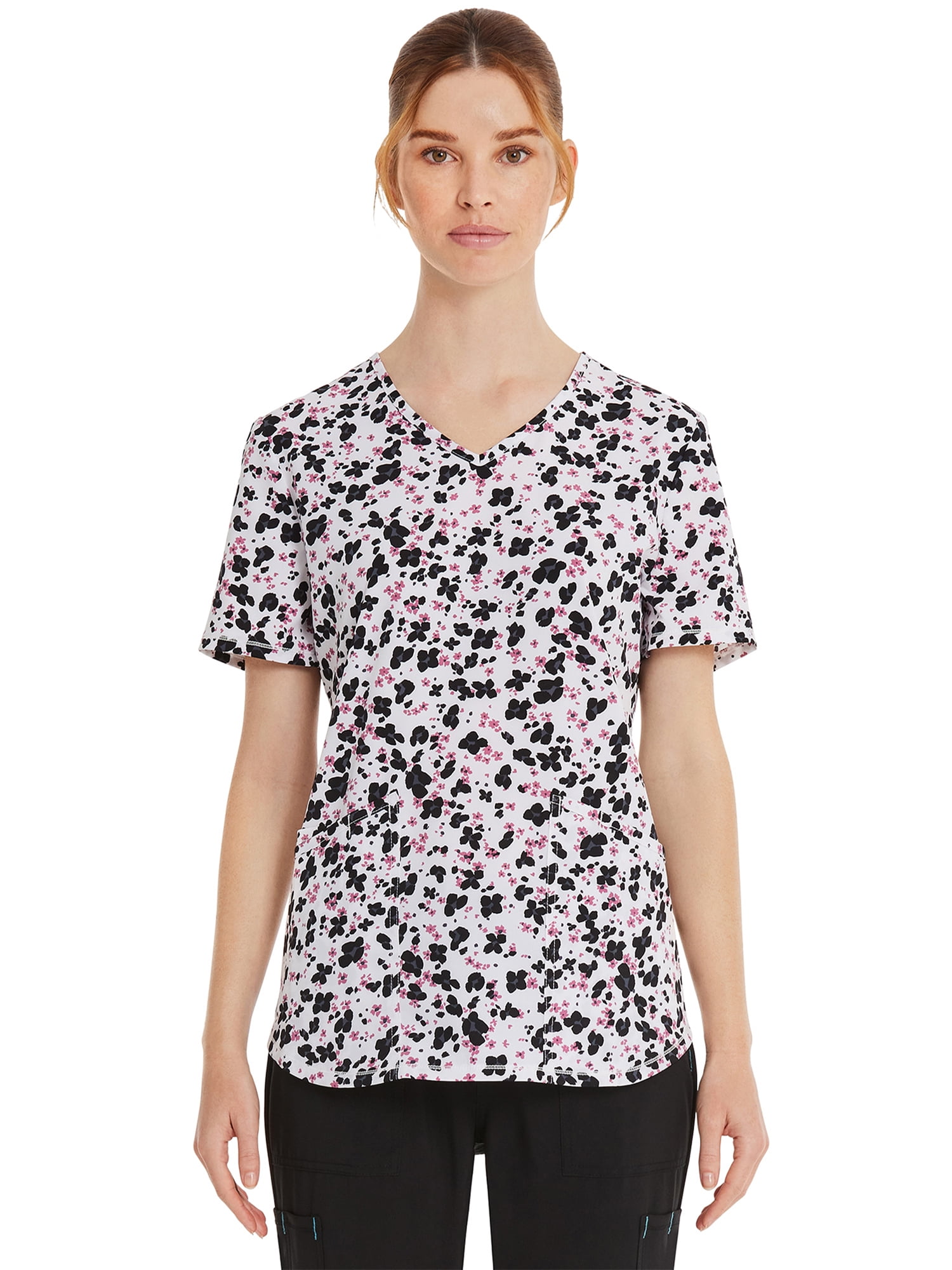 Scrubstar Women's V-Neck Scrub Top, Cheetah Bloom Print, Stretch ...