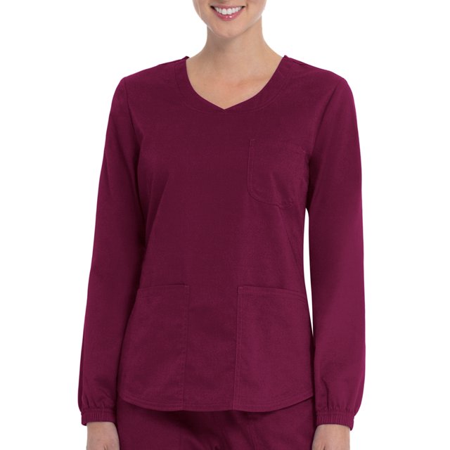 Scrubstar Women's Core Essentials Mechanical Stretch Long Sleeve V-Neck ...