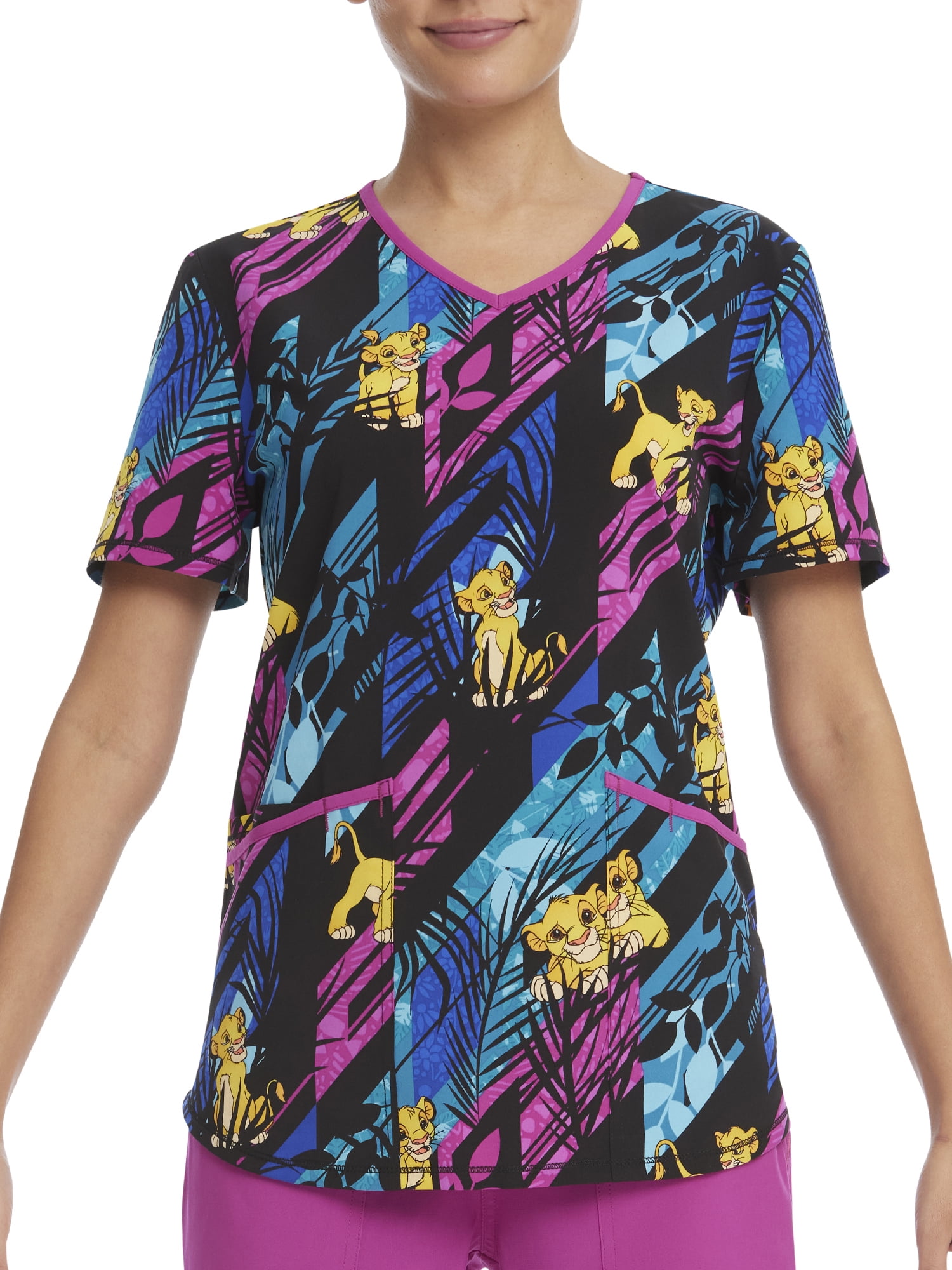 Disney Scrubstar women's Lion King V-Neck Print Scrub Top - Walmart.com