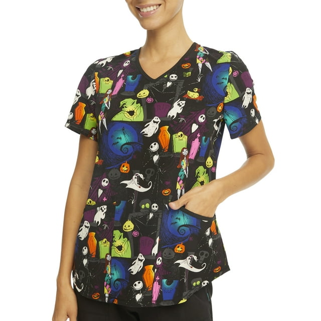 Scrubstar Women's Disney Nightmare Before Christmas "Jack Attack" V ...